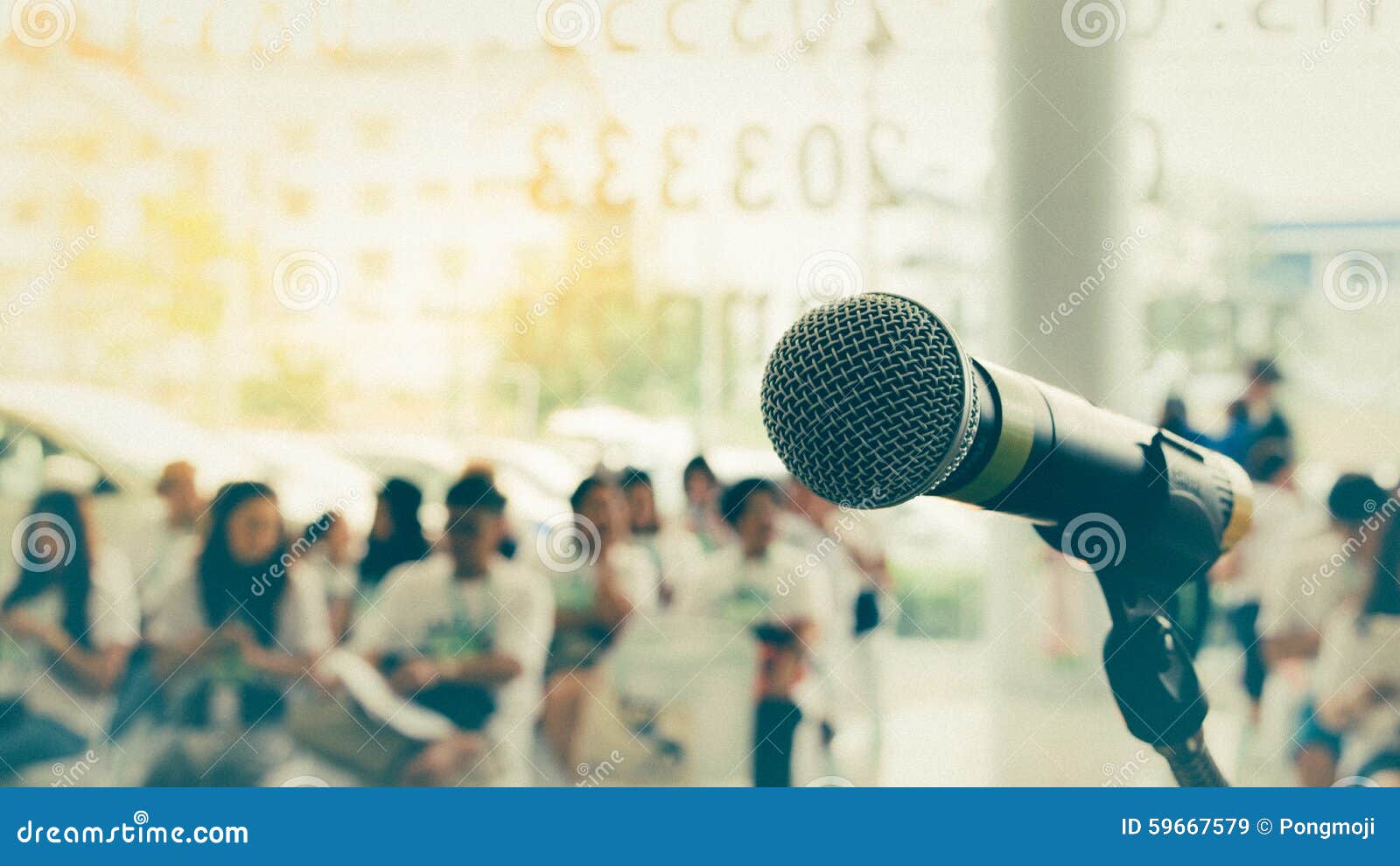 Microphone in Seminar Event , Process in Vintage Style Stock Image ...