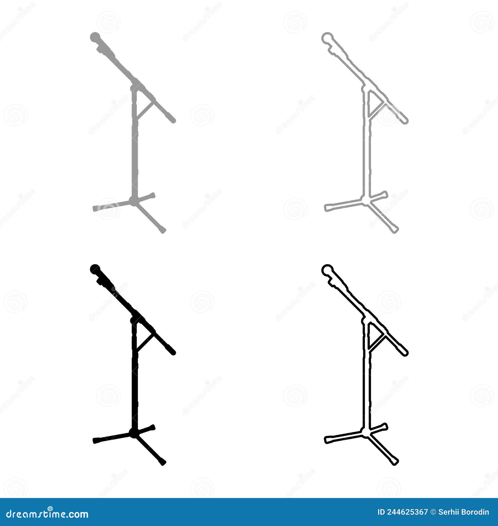 Microphone Set Icon Grey Black Color Vector Illustration Image Solid ...
