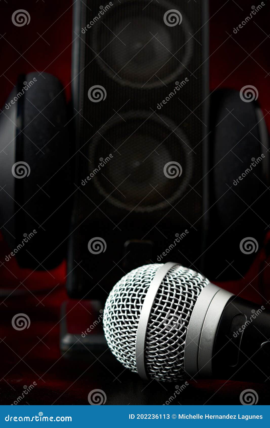 Microphone Sharing with Speaker and Headphones Stock Image - Image of ...