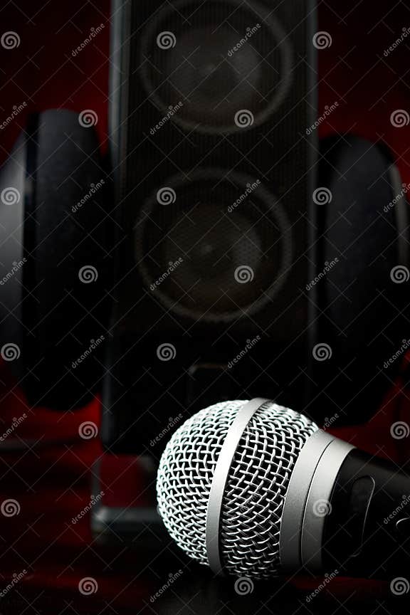 Microphone Sharing with Speaker and Headphones Stock Image - Image of ...