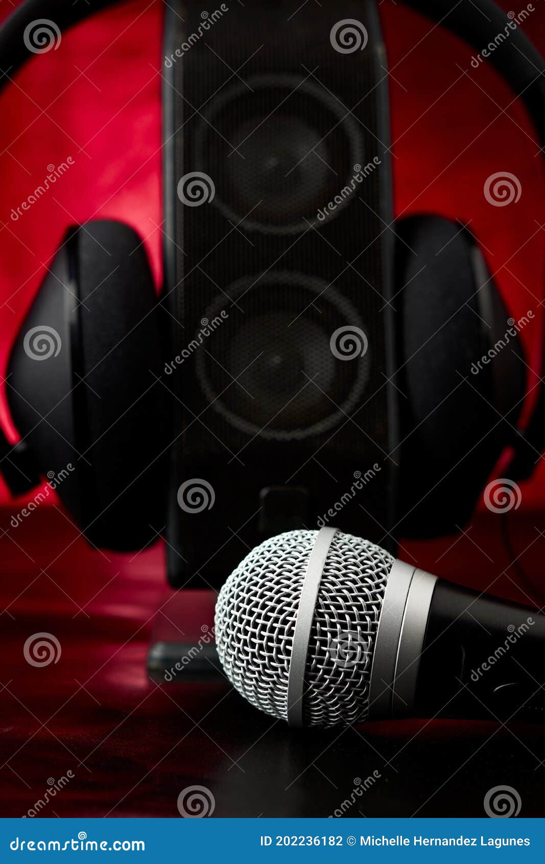 Microphone Sharing with Speaker and Headphones Stock Photo - Image of ...