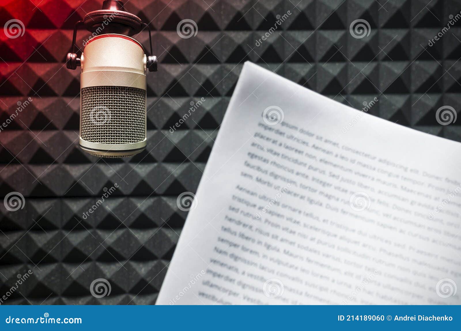 Microphone and a Sheet of Paper with Text Stock Photo - Image of paper ...
