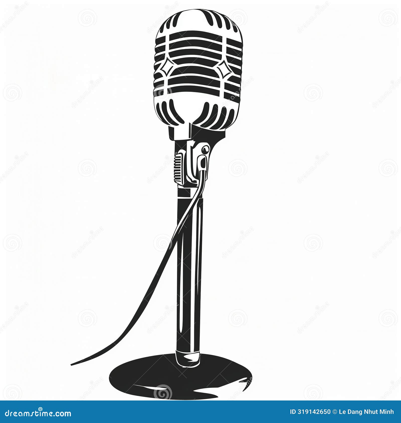 A Microphone is Shown in a Black and White Drawing Stock Illustration ...