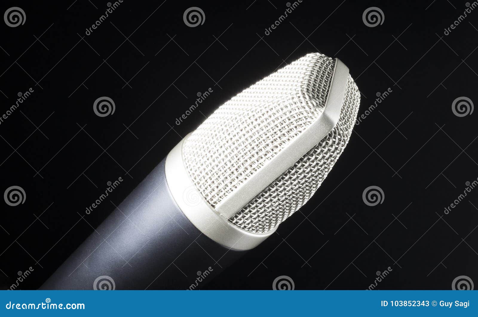 Mike on black stock image. Image of recording, grey - 103852343