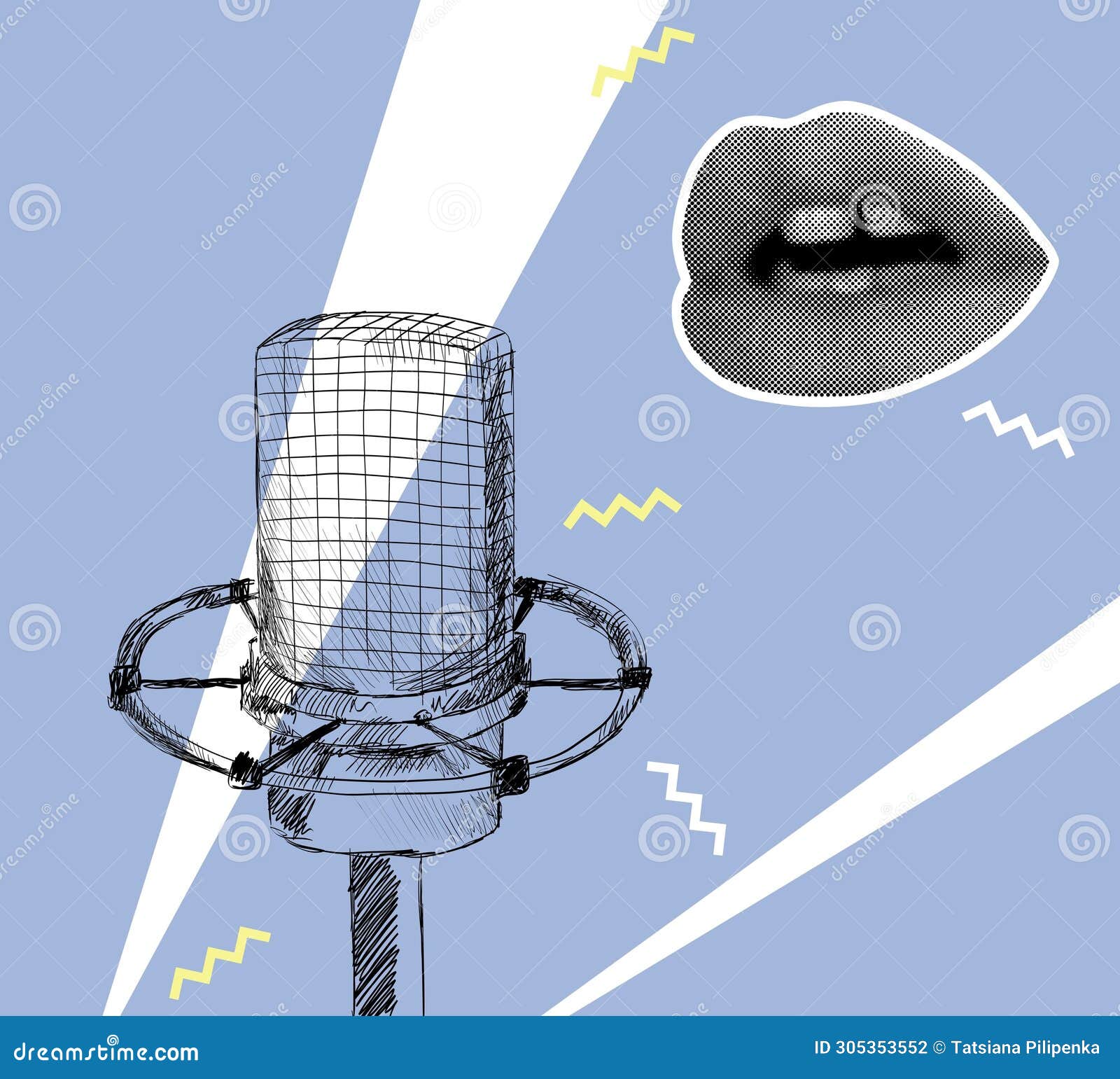 Microphone singing mouth stock vector. Illustration of lips - 305353552