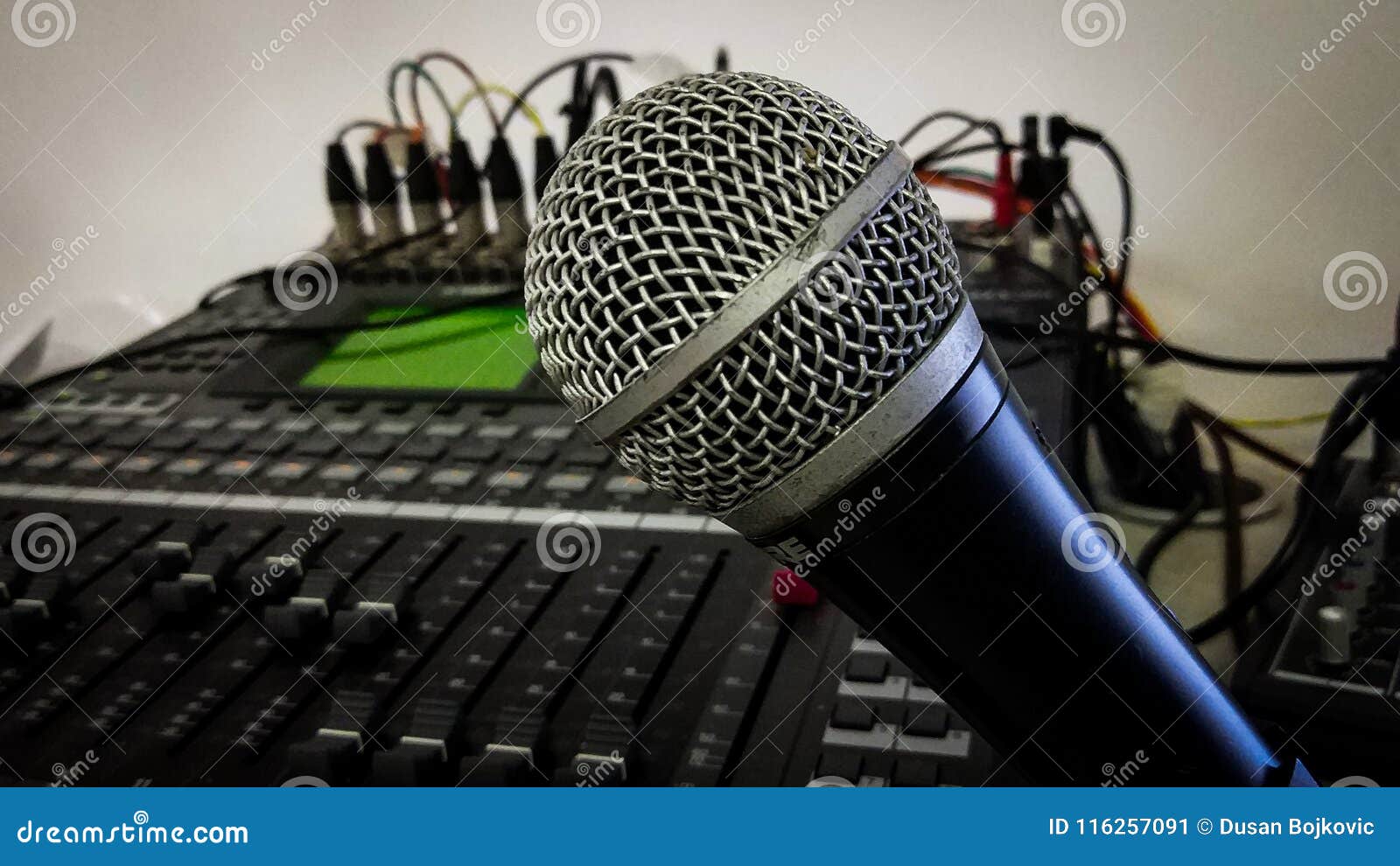 Microphone and Sound Mixer Record Panel Stock Image - Image of ...