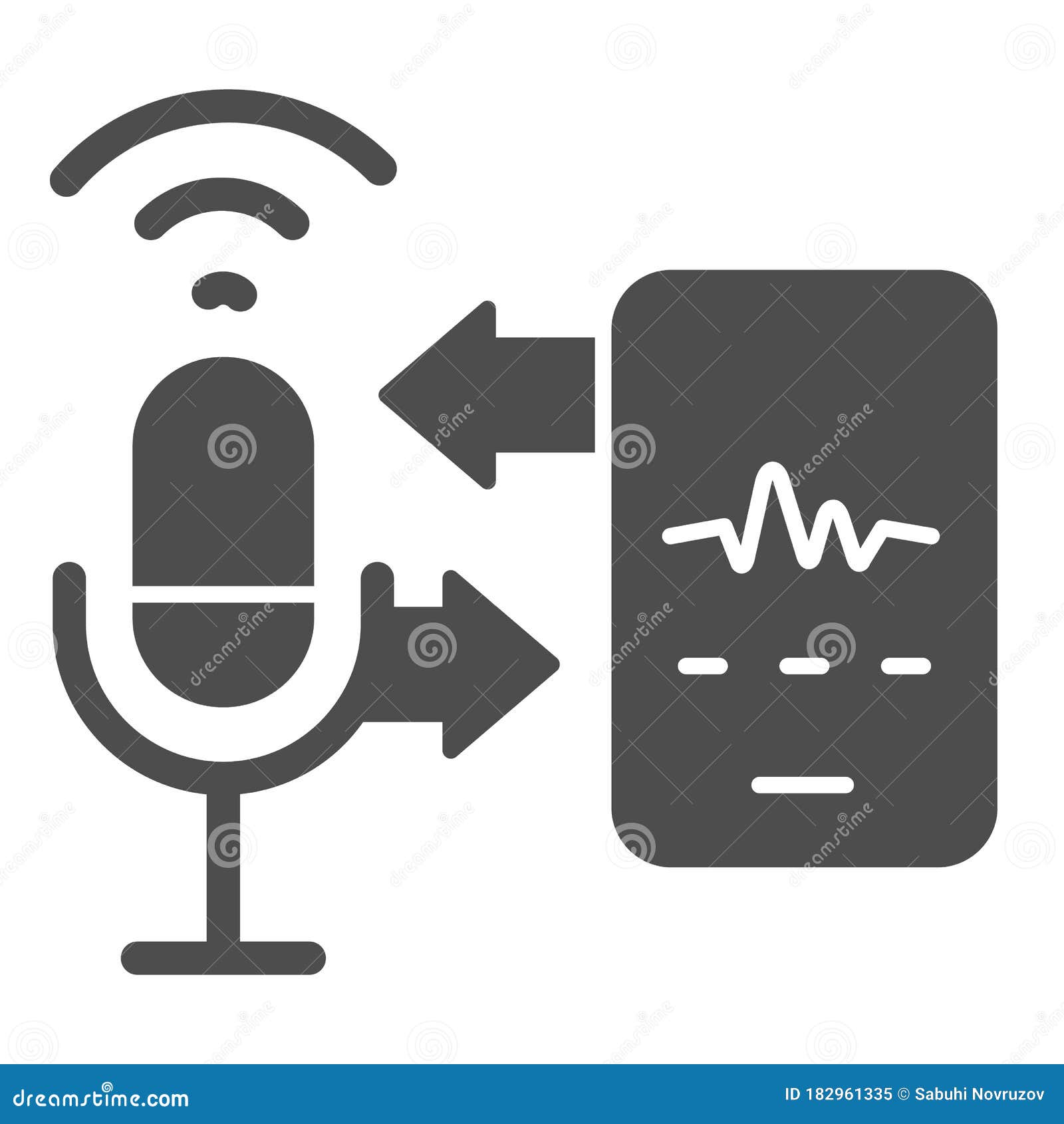 Microphone and Sound Recording with Smartphone Solid Icon, Smart Home ...