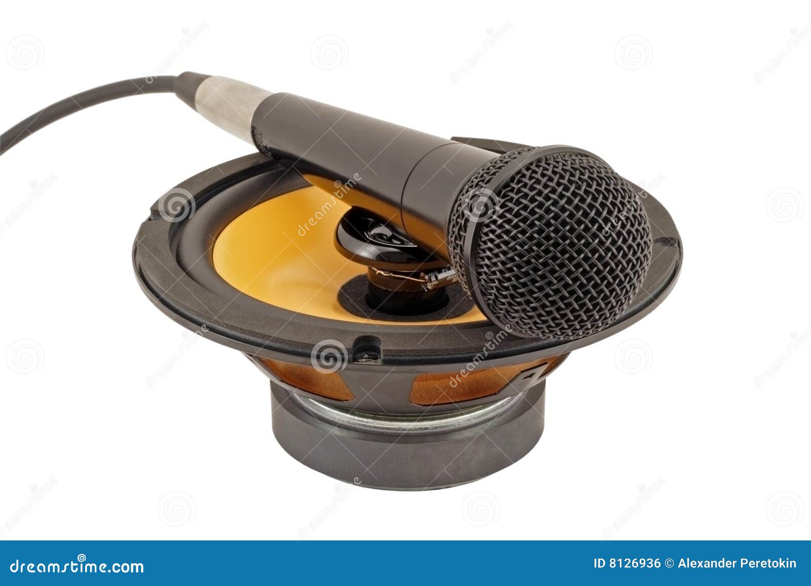 Microphone on the speaker. stock photo. Image of audio - 8126936