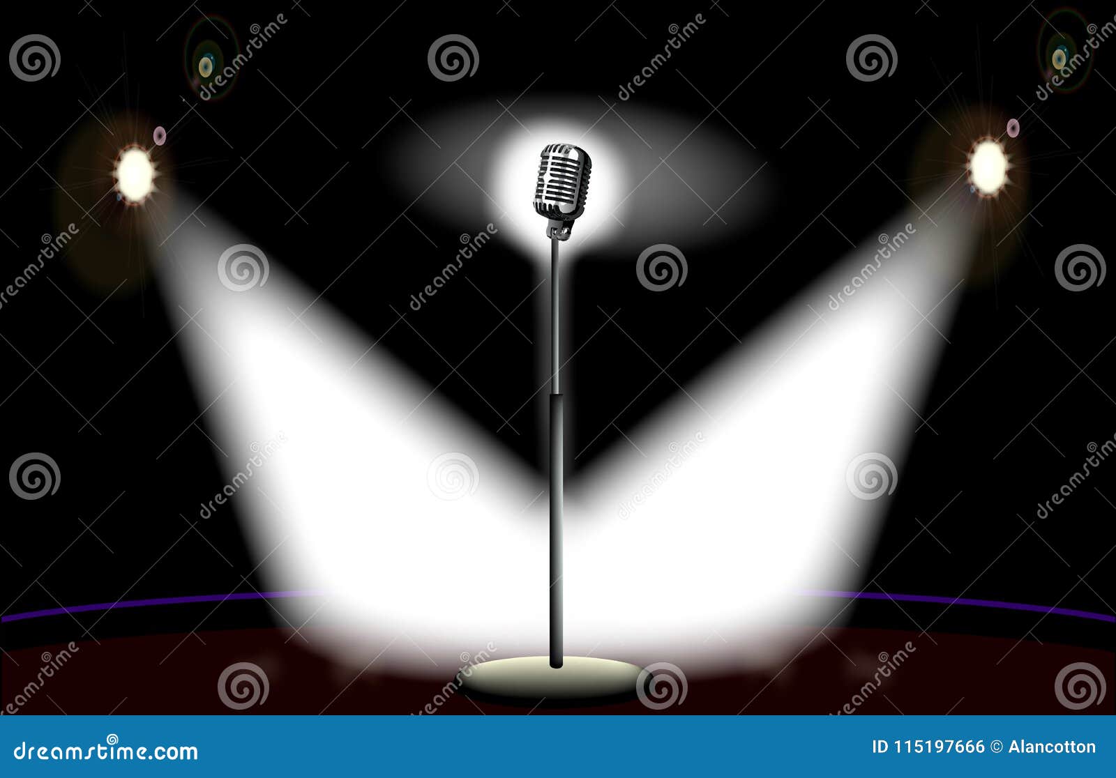 On Stage Spotlights and Microphone Stock Vector - Illustration of ...