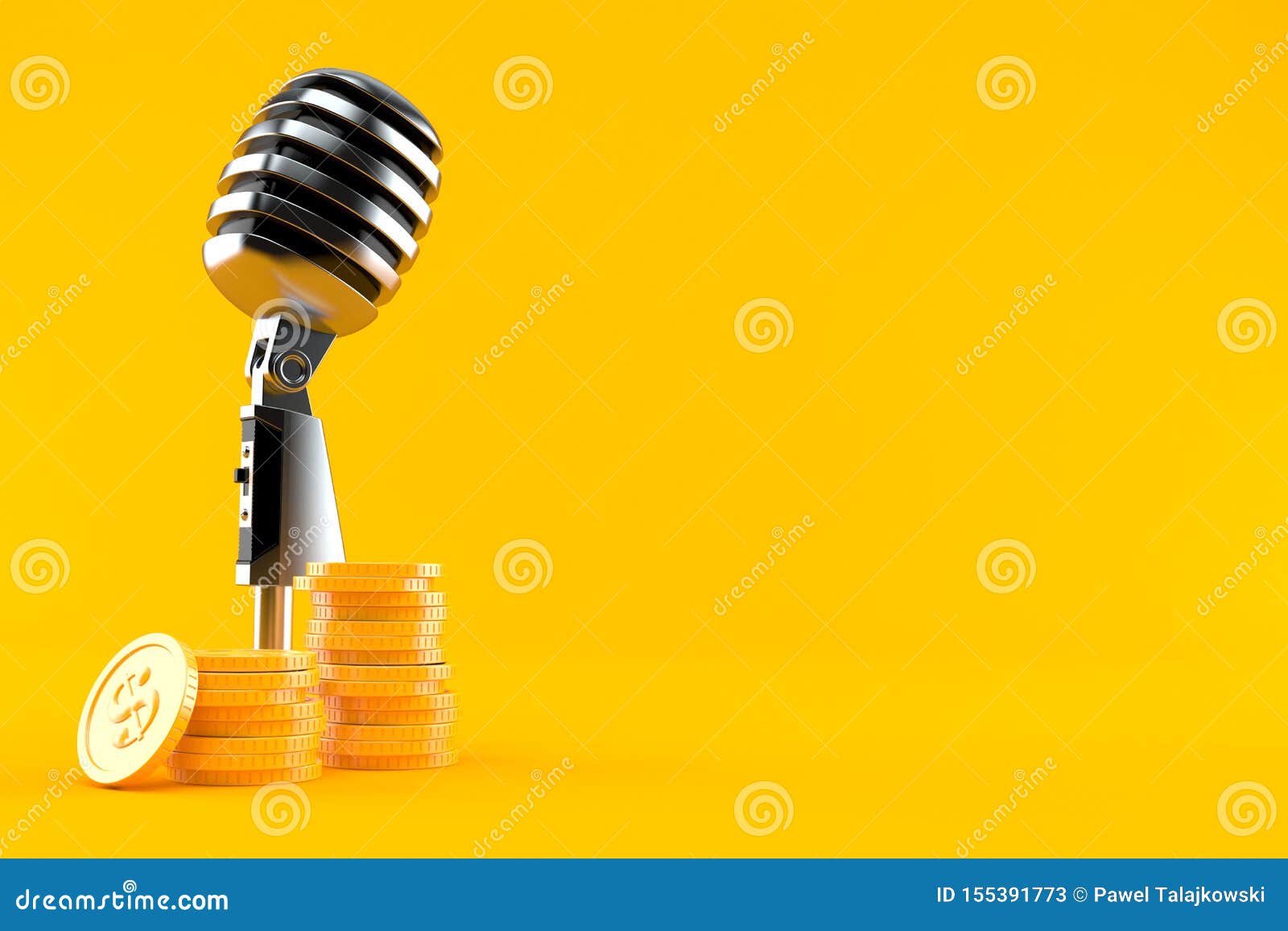 Microphone with Stack of Coins Stock Illustration - Illustration of ...