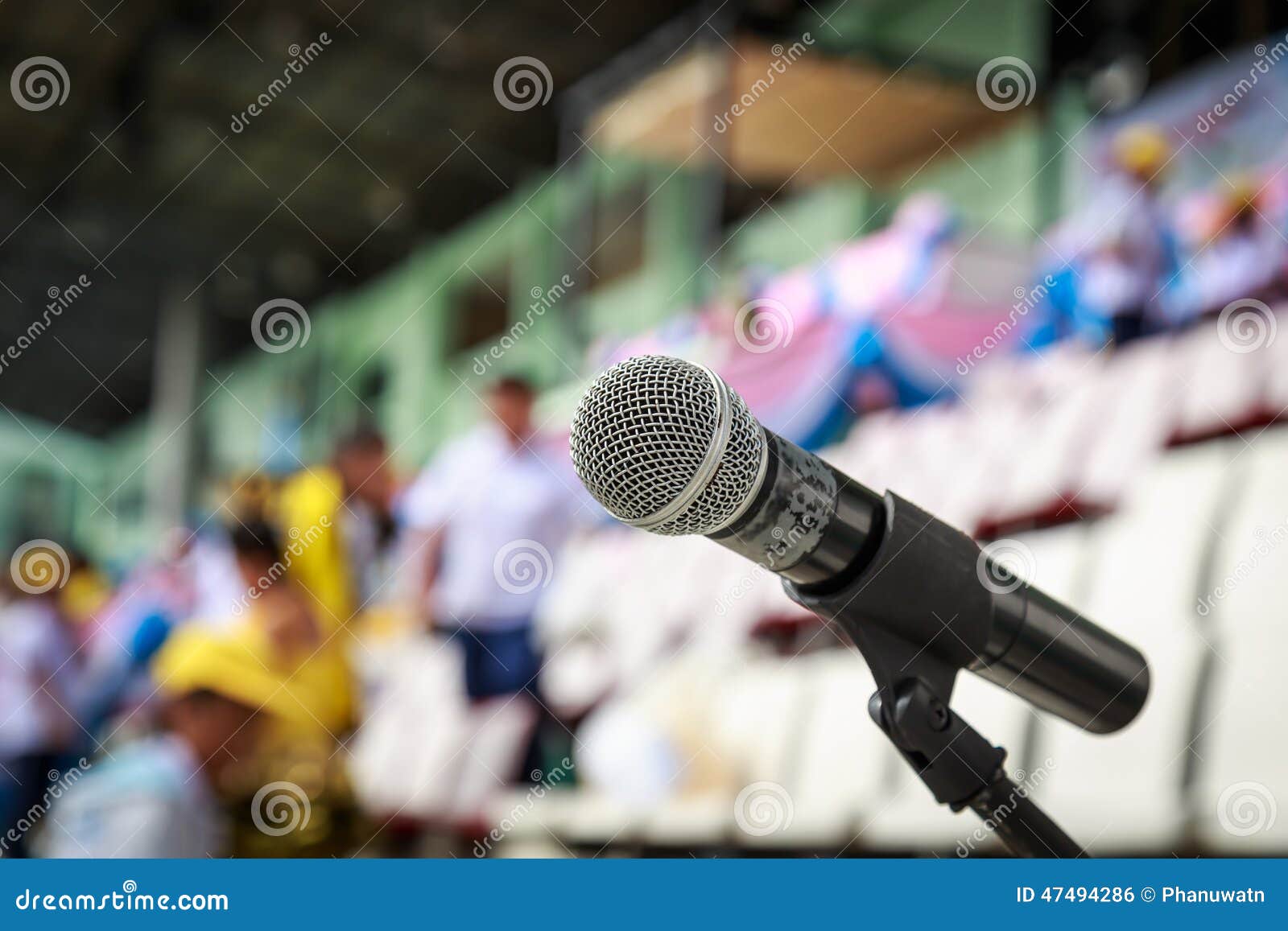 Microphone in stadium stock photo. Image of metal, metallic - 47494286