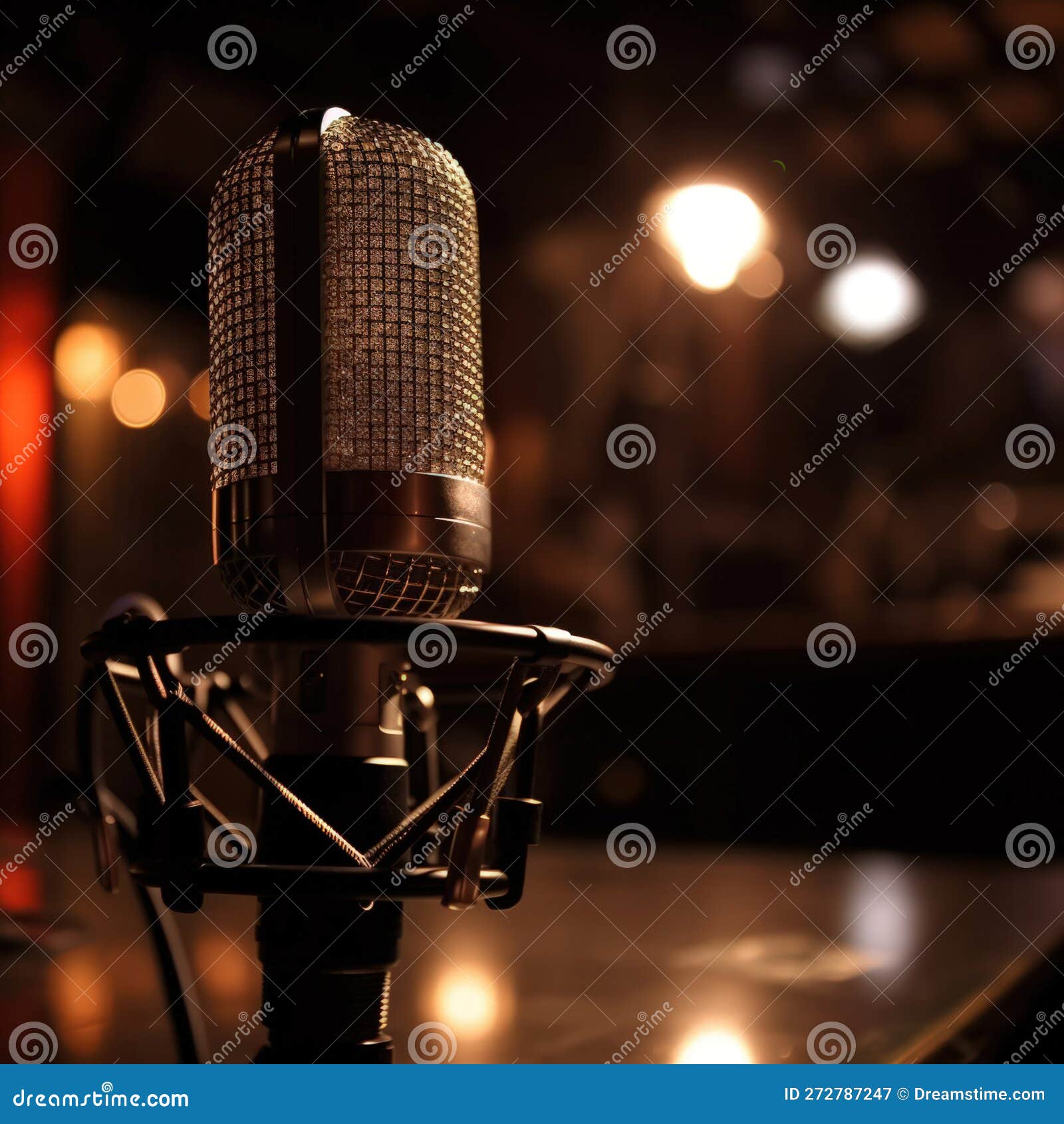 Microphone on stage stock illustration. Illustration of musical - 272787247