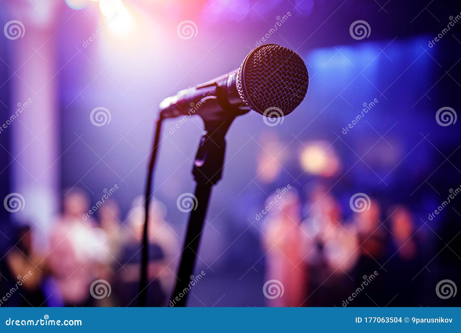 The Microphone on Stage before the Artist Performance Stock Photo ...