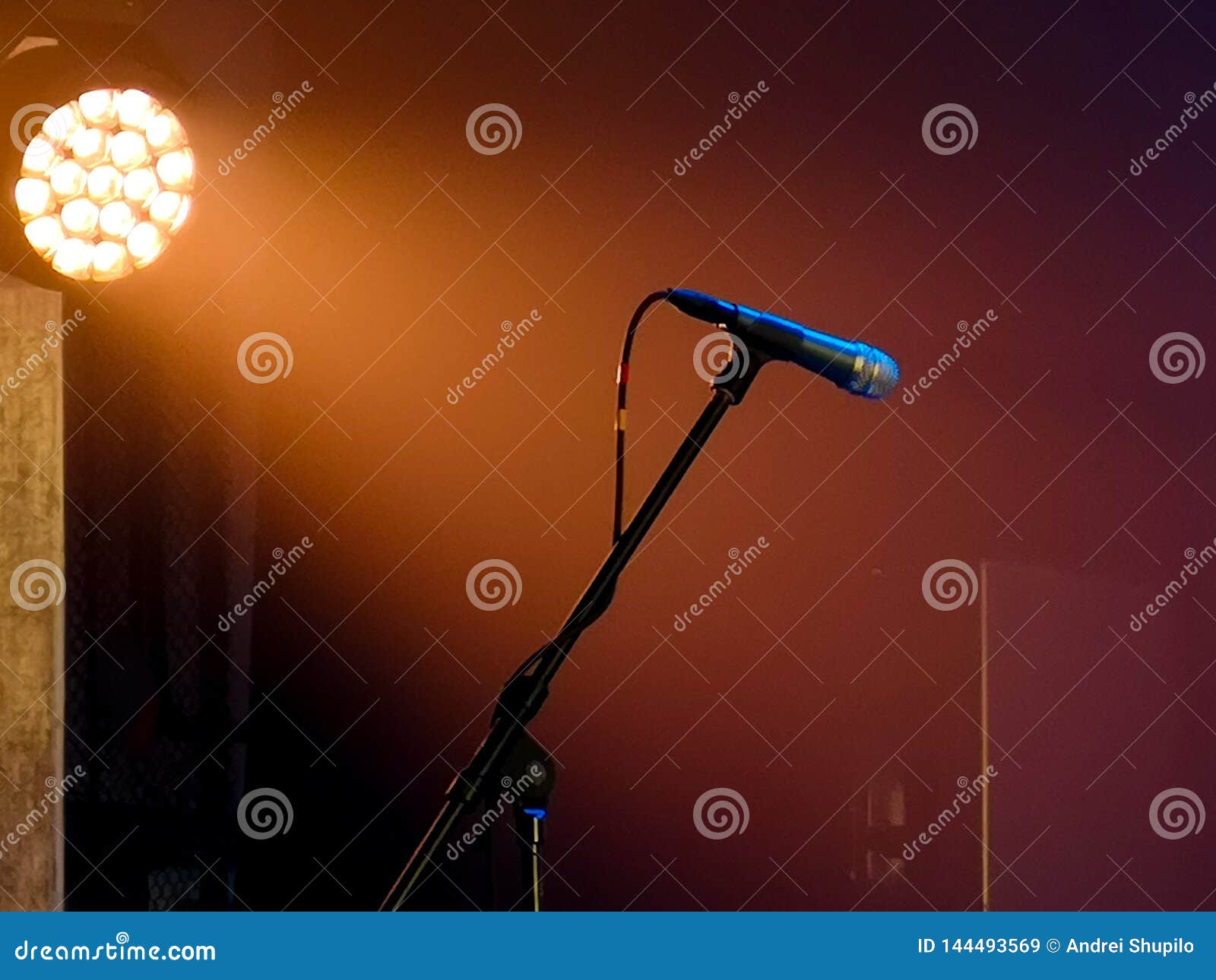 Microphone on Stage in the Concert Hall Stock Image - Image of color ...