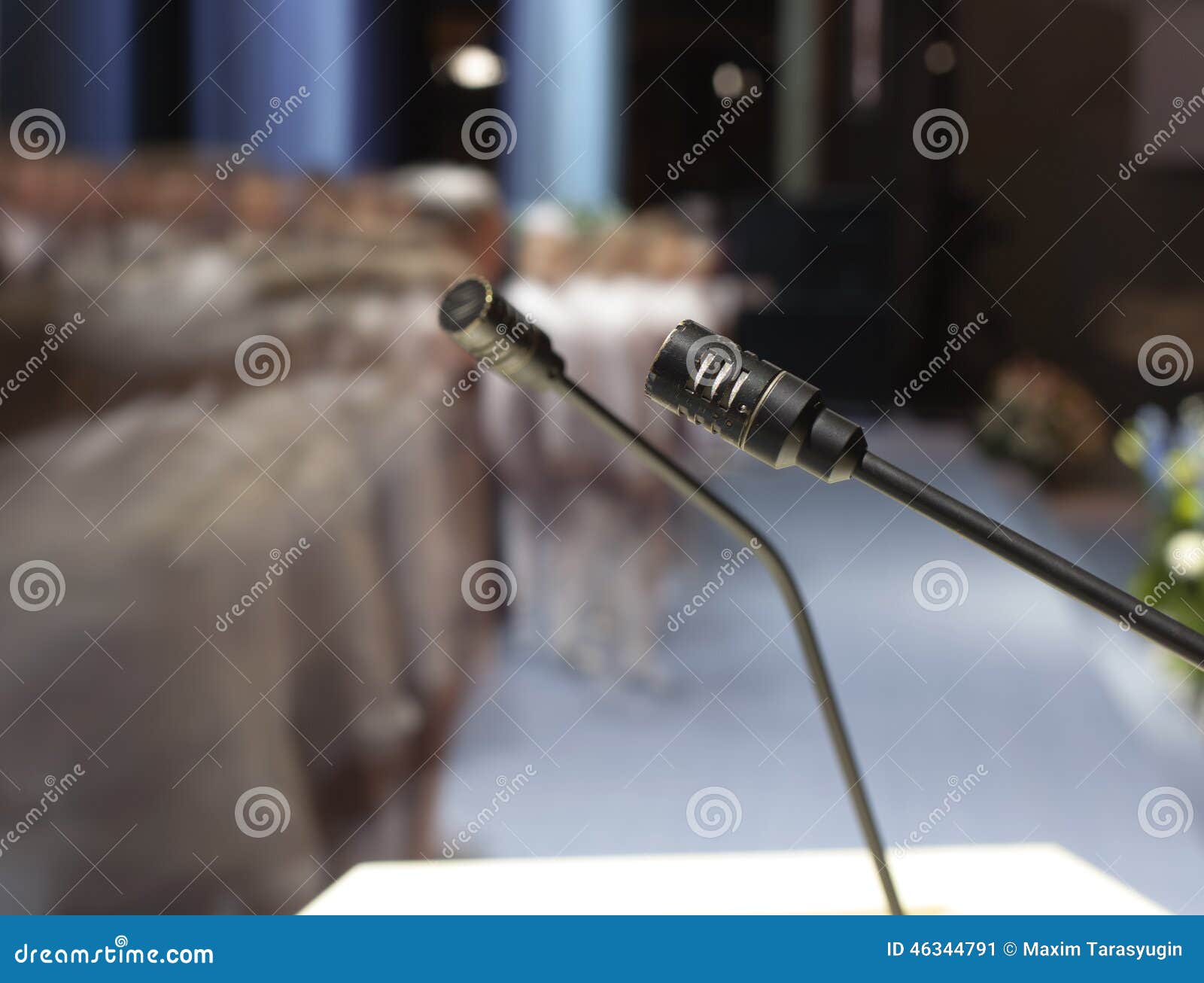 Microphone on the stage stock image. Image of business - 46344791