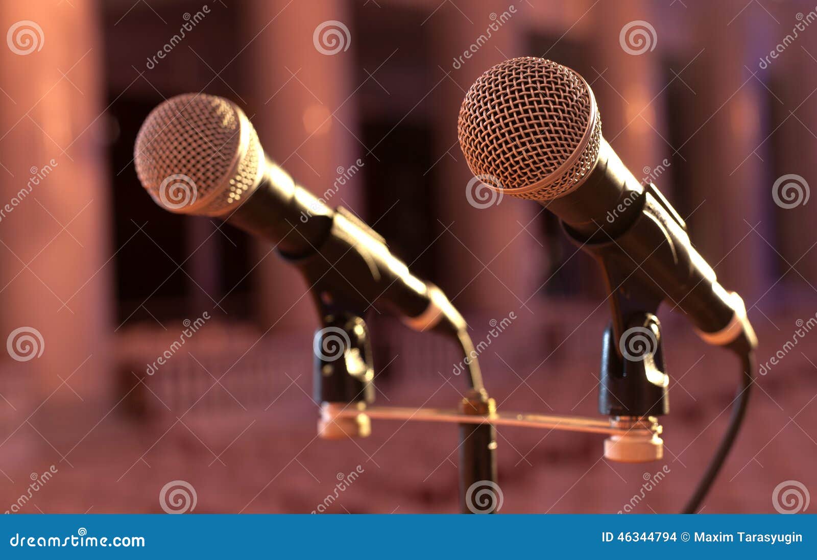 Microphone on the stage stock photo. Image of disco, audience - 46344794