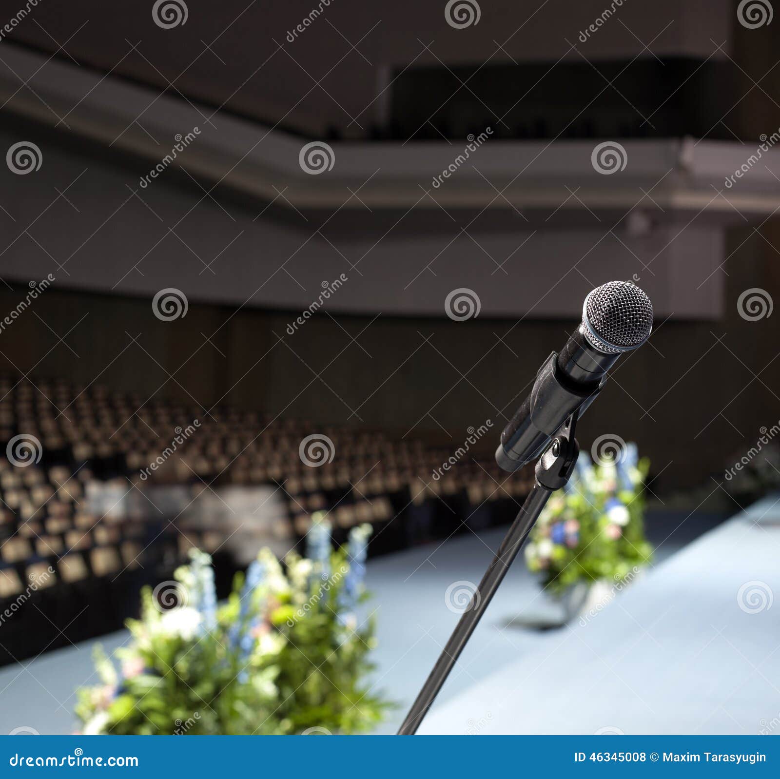Microphone on the stage stock photo. Image of discussion - 46345008