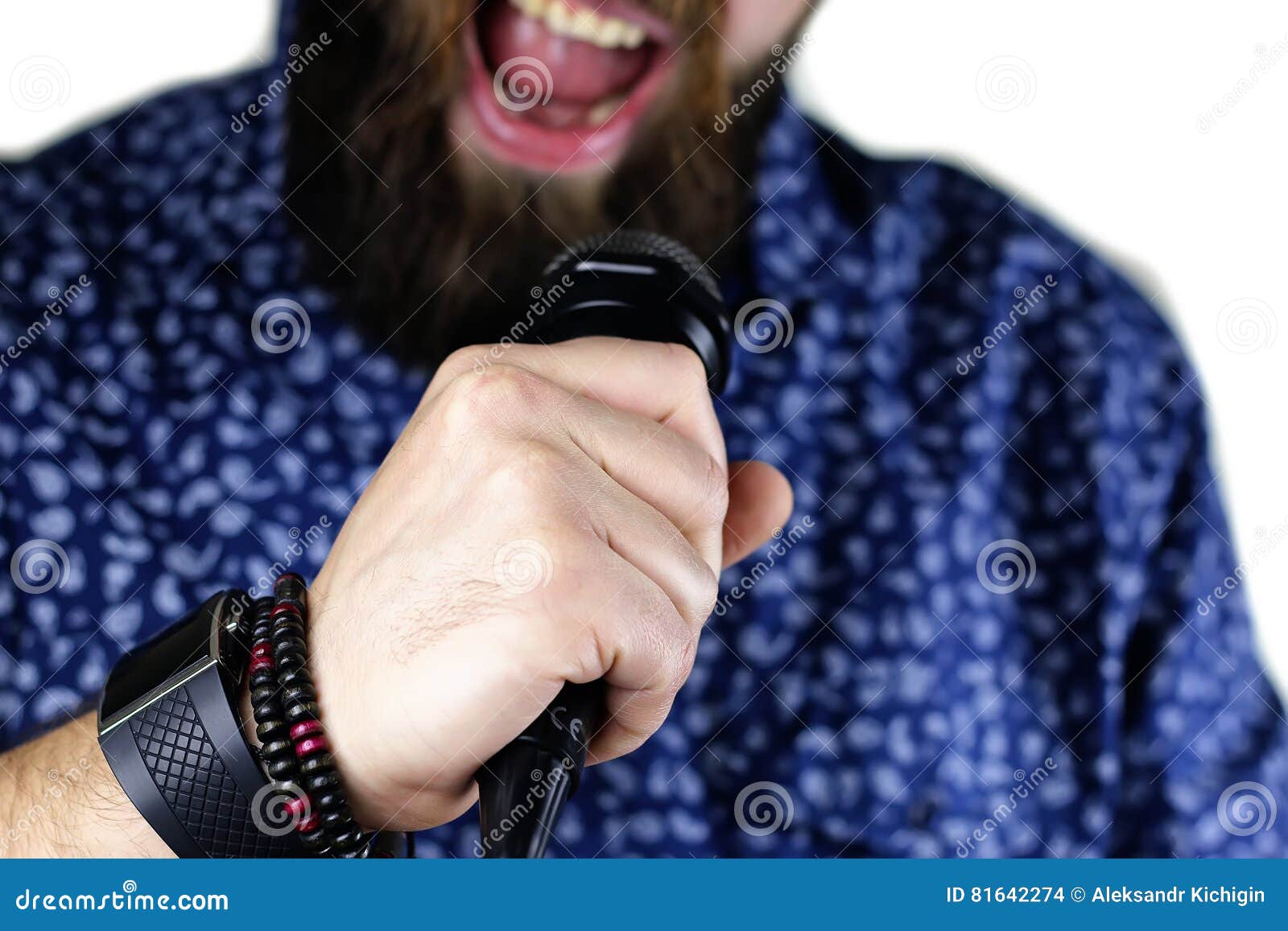 Microphone on Stage Hand Hold Stock Photo - Image of media, electronic ...