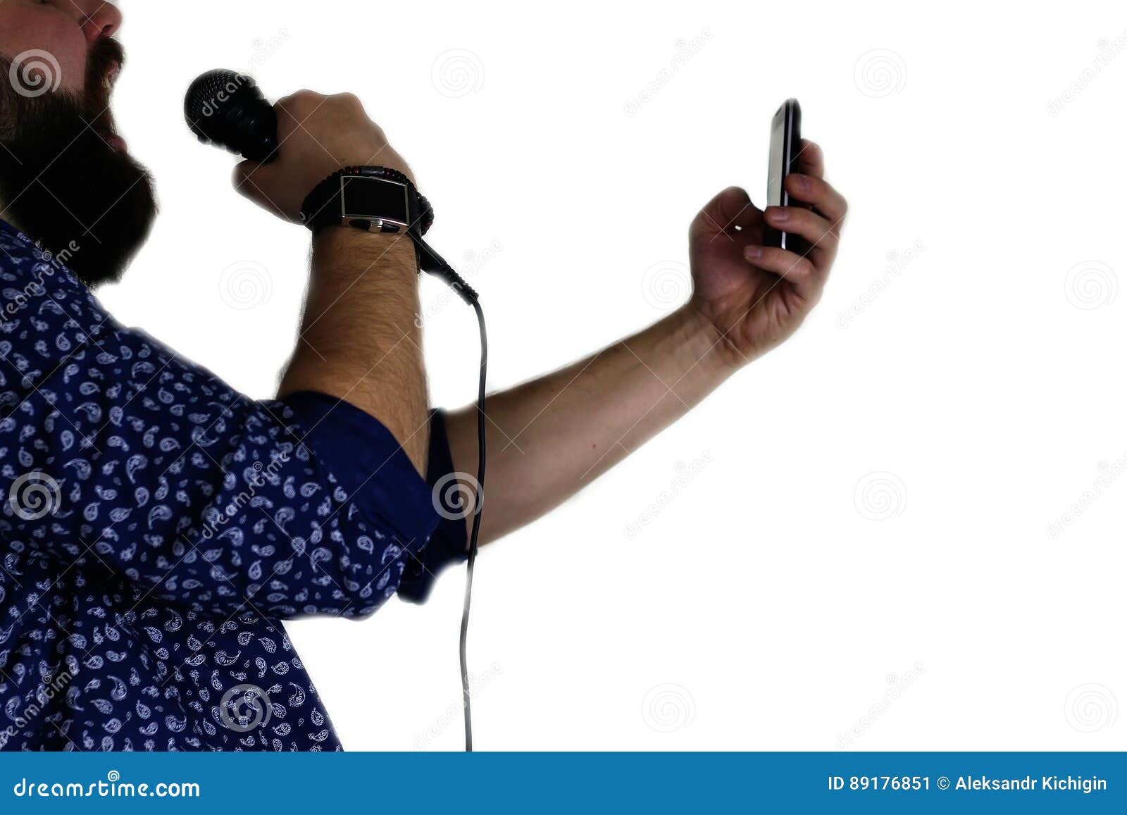 Microphone on Stage Hand Hold Stock Image - Image of reporter, person ...