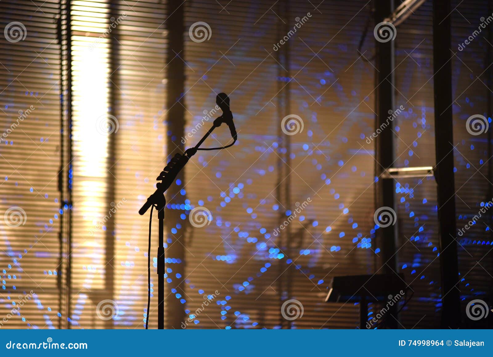 Microphone on stage stock photo. Image of nightlife, light - 74998964