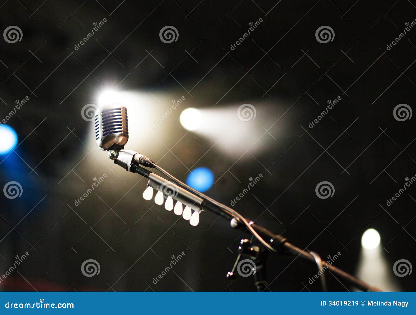 Microphone in stage lights stock image. Image of light - 34019219