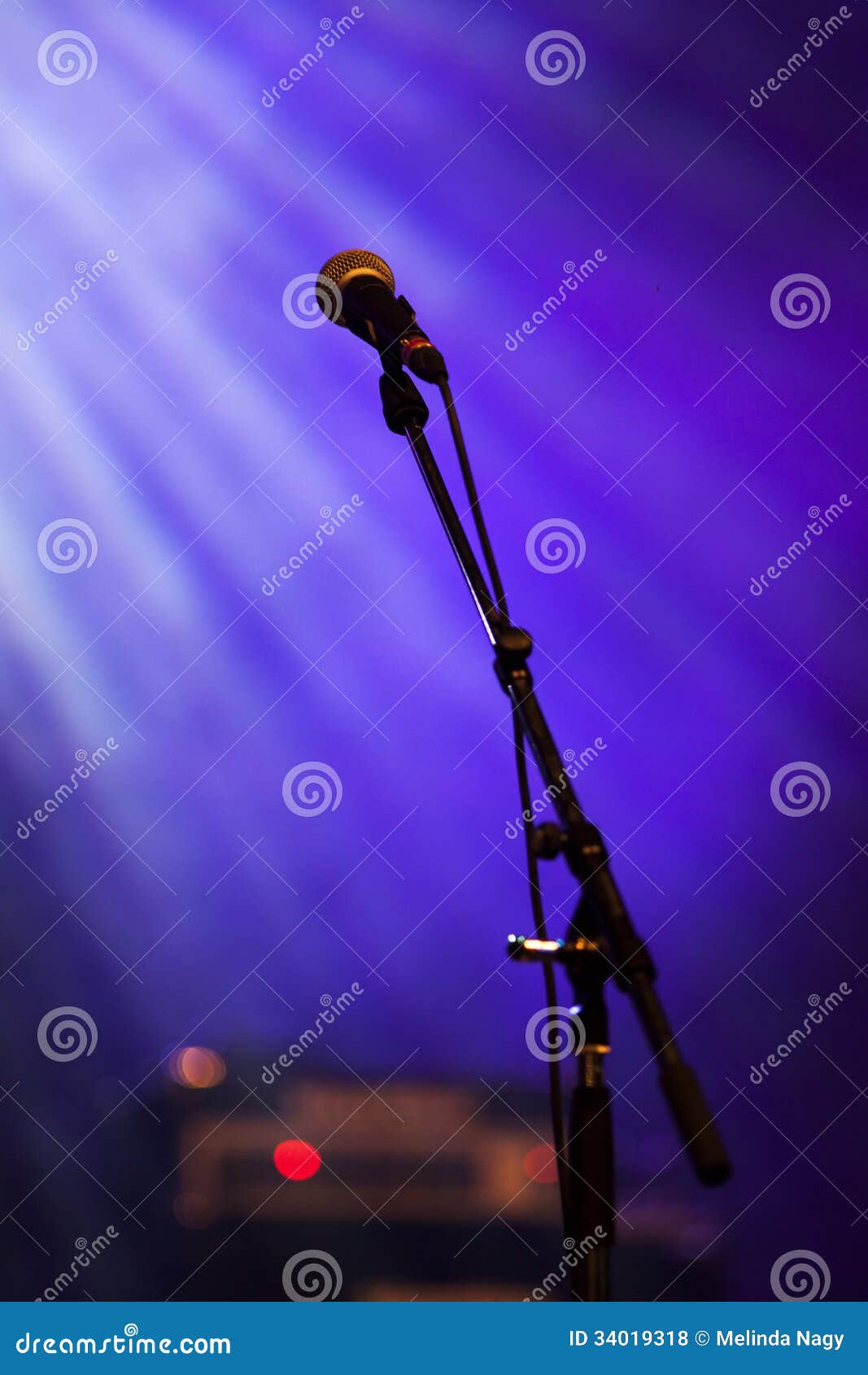 Microphone in stage lights stock photo. Image of element - 34019318