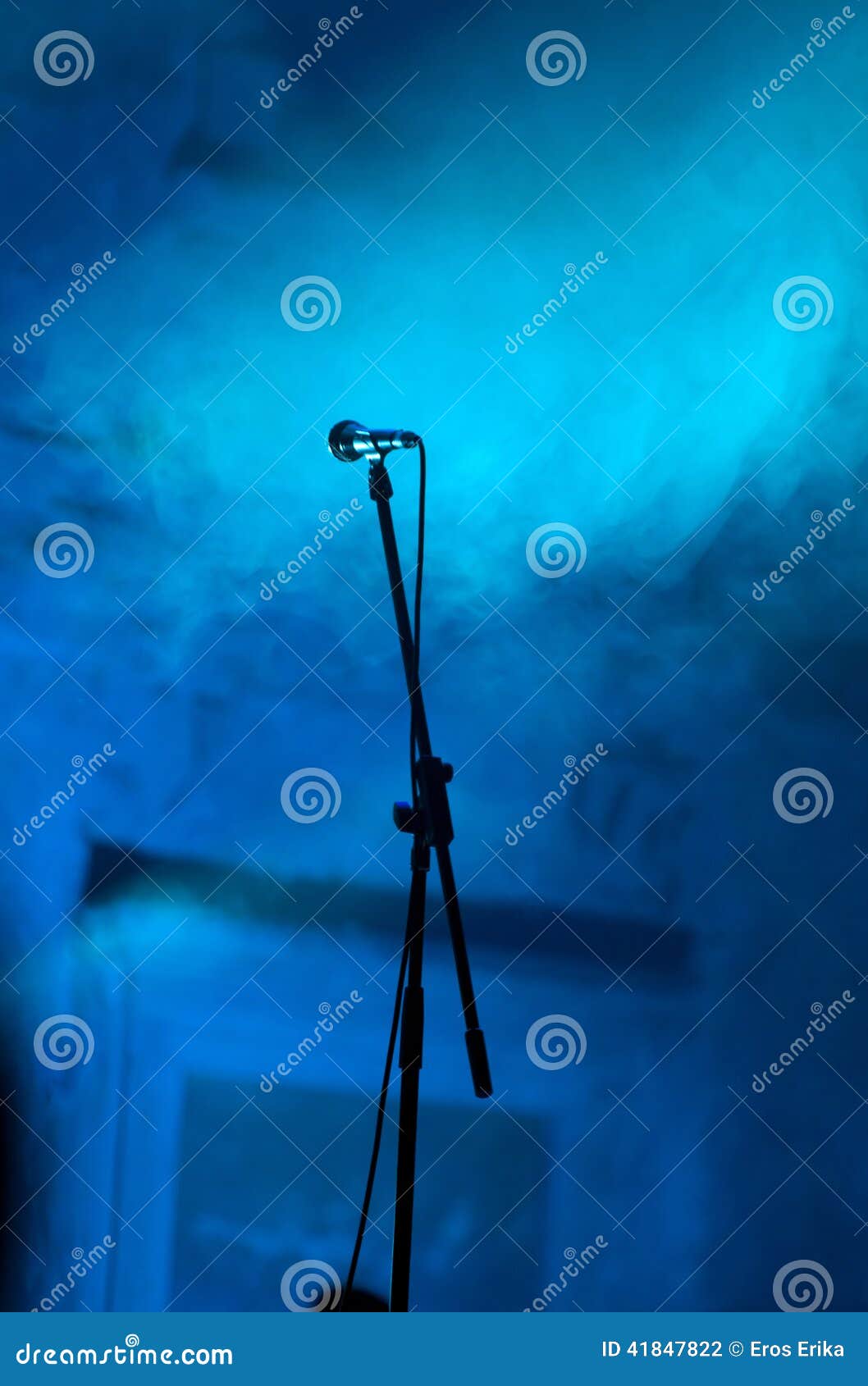 Microphone in stage lights stock photo. Image of music - 41847822