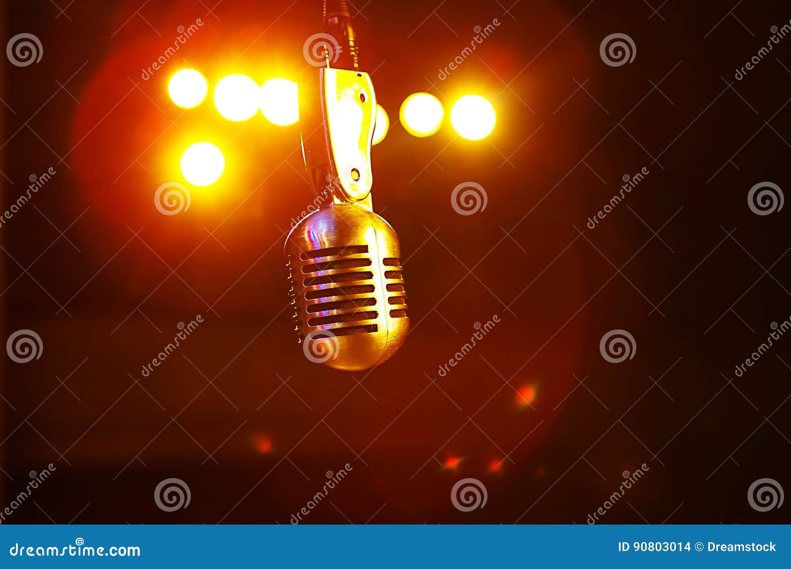 Microphone in the Stage Lights Stock Photo - Image of sing, closeup ...