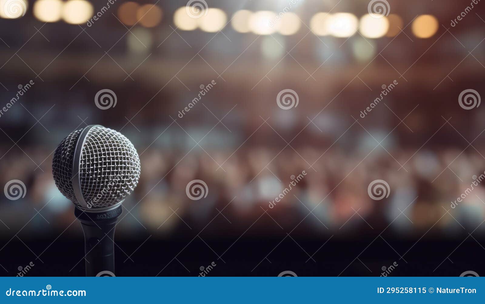 Microphone on Stage with Lights Microphone in Front of Stage Microphone ...