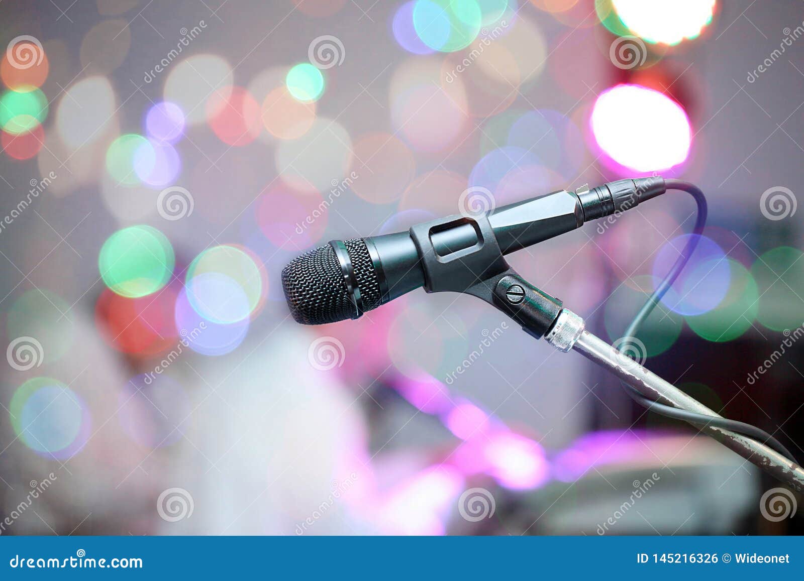 Microphone on Stage during Performance Stock Photo - Image of copyspace ...