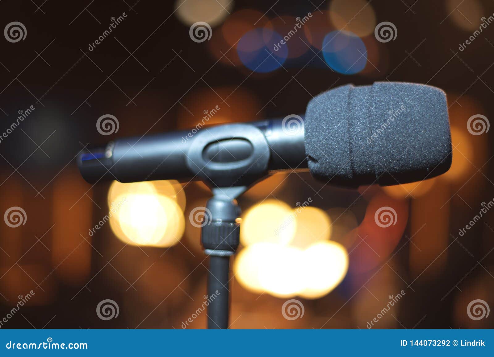 Microphone on stage stock photo. Image of band, instrument - 144073292