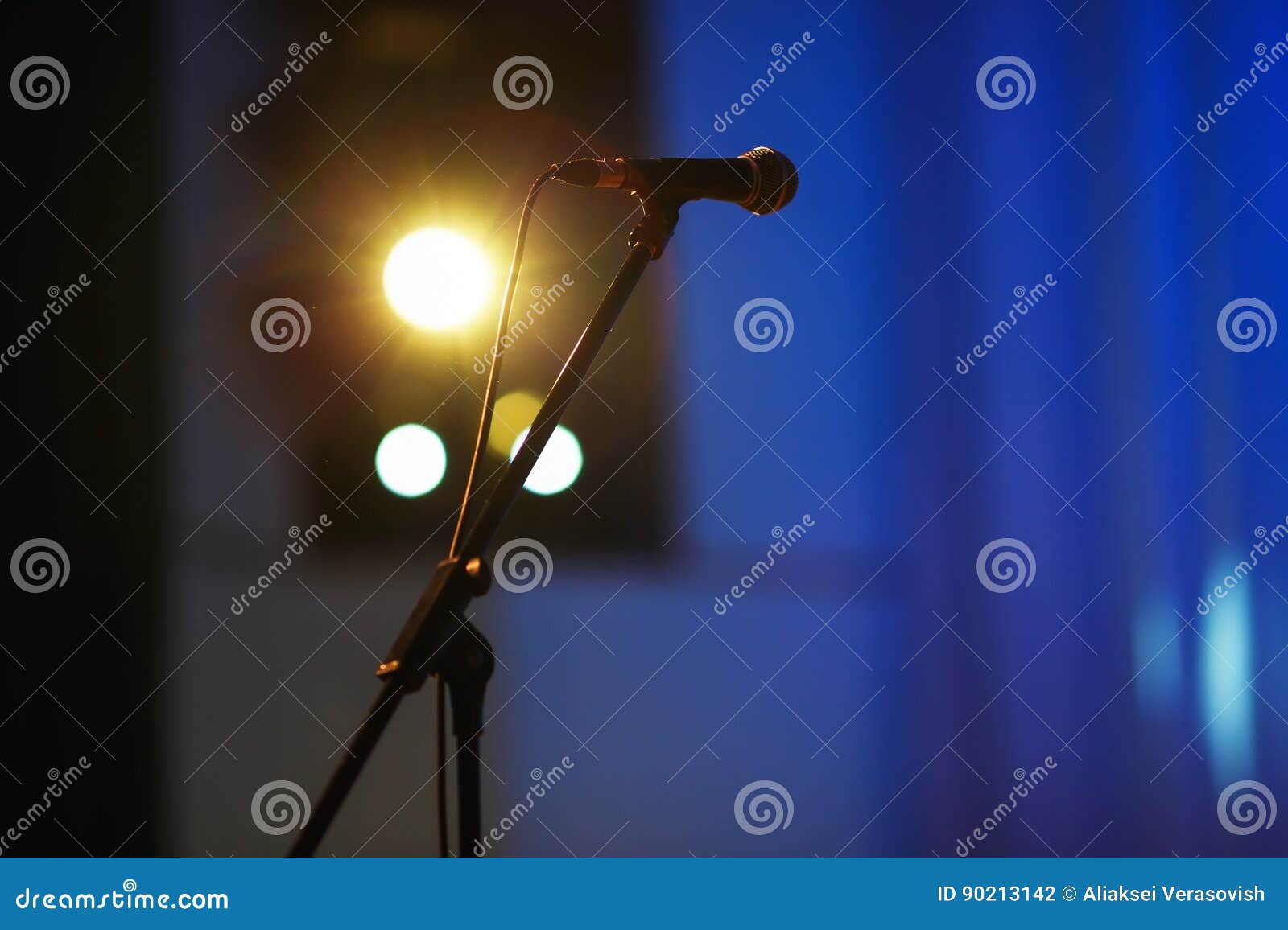 Microphone on stage stock photo. Image of conference - 90213142