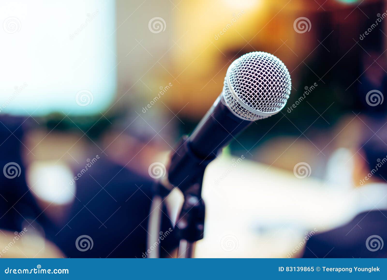 Microphone on Stage Singing Contest. Stock Image - Image of auditorium ...