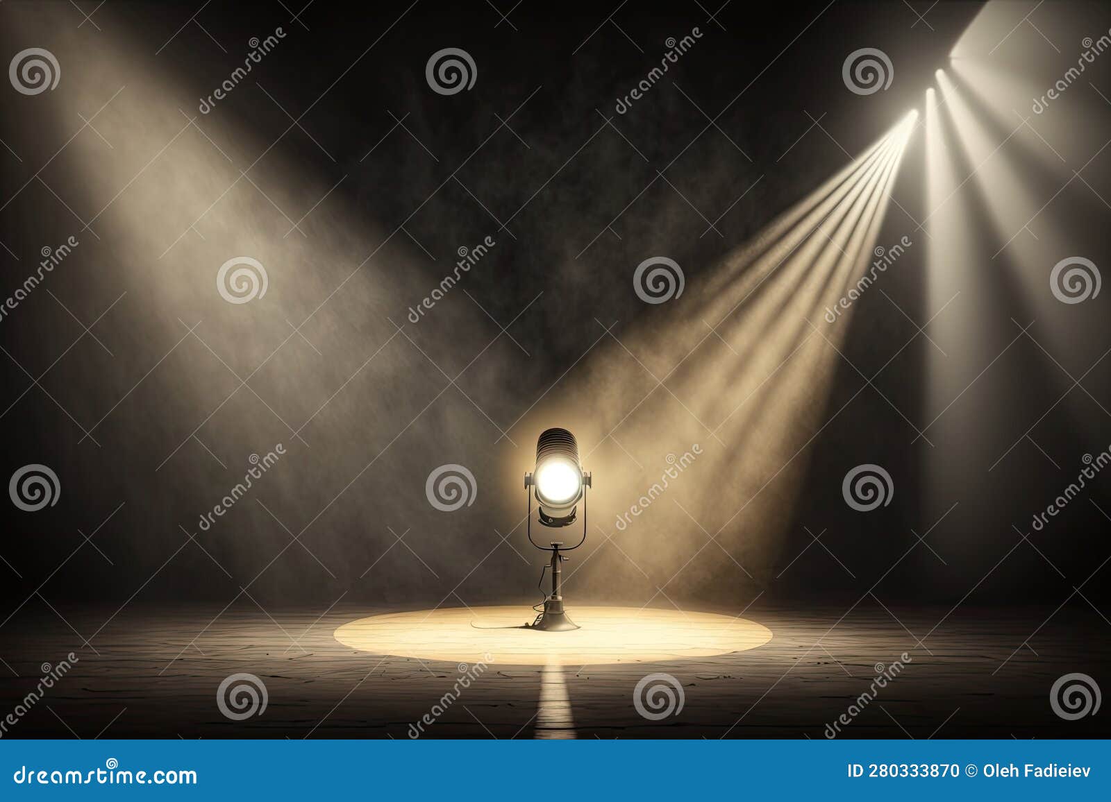 Microphone on Stage with Spotlights Stock Illustration - Illustration ...
