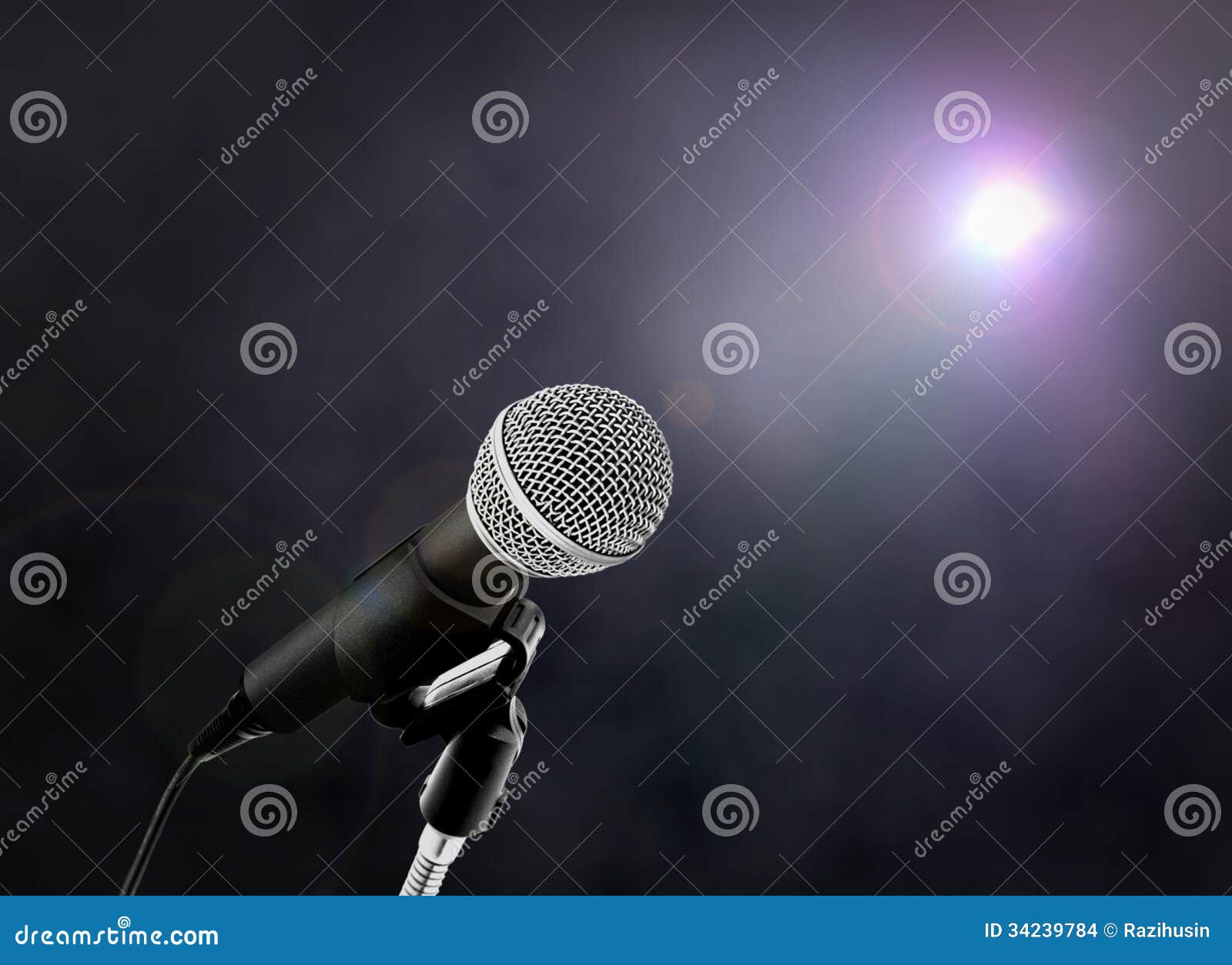 Microphone On Stage Under Spotlight Stock Images - Image: 34239784