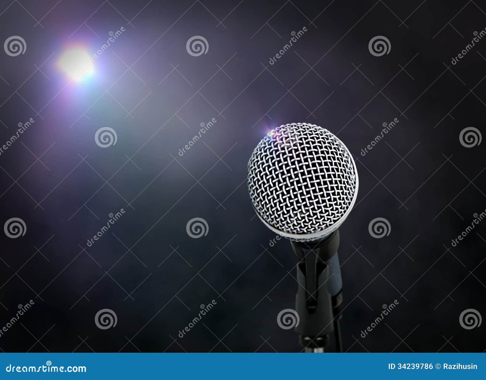 Microphone on Stage Under Spotlight Stock Illustration - Illustration ...