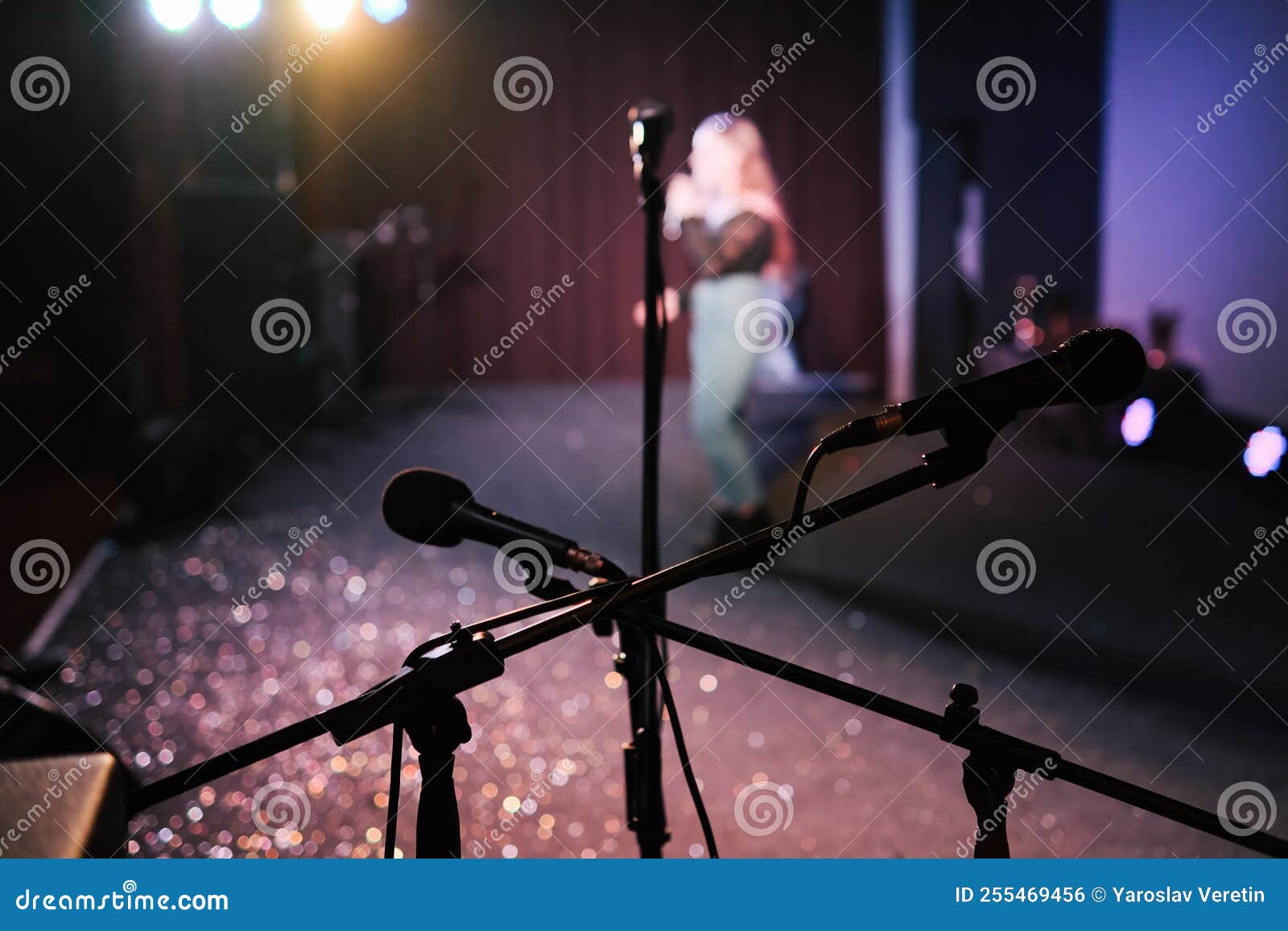 Microphone on a Stage Waiting for a Singer Stock Photo - Image of scene ...