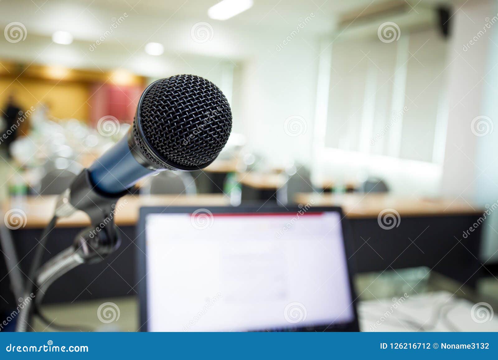 Microphone on the stage stock photo. Image of audio - 126216712