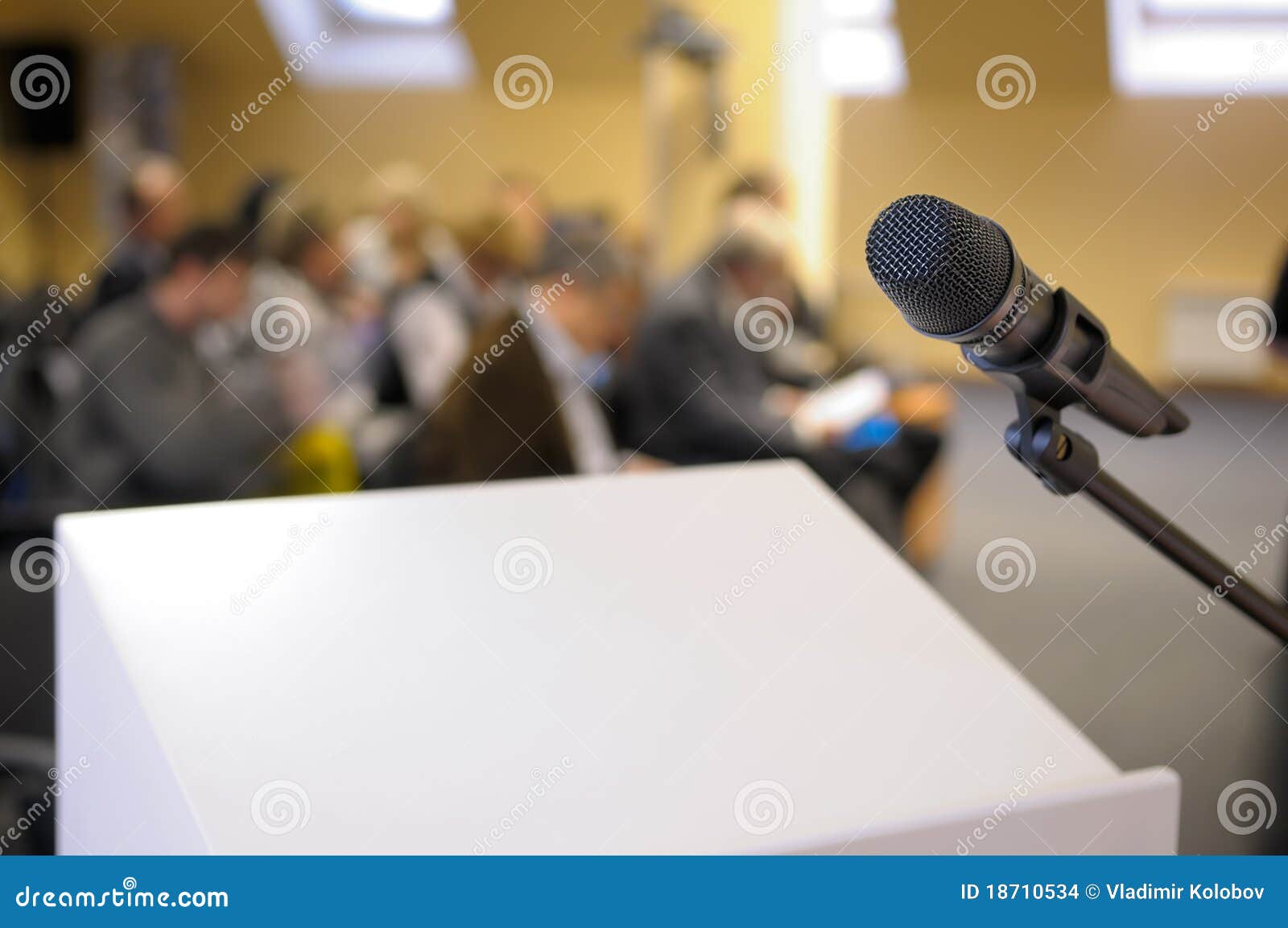 Microphone Stand at Conference. Stock Photo - Image of floor, focus ...