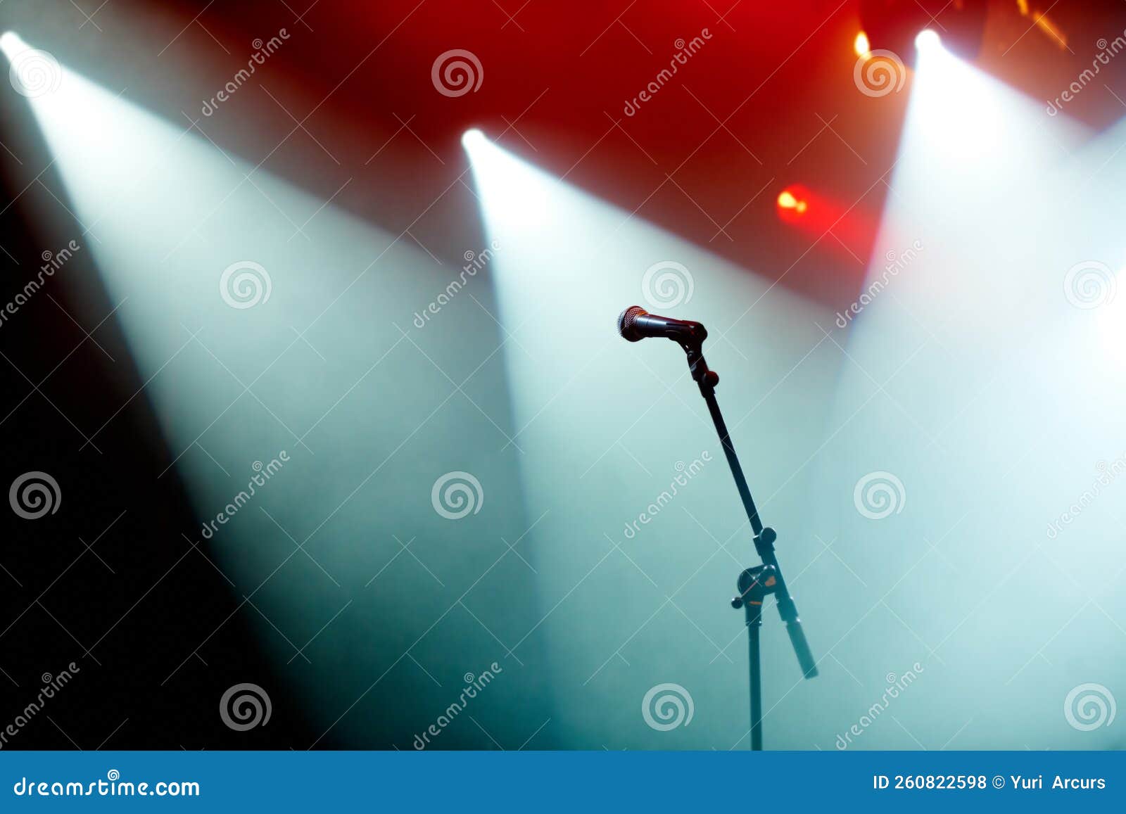 Ready for the Concert. a Microphone Stand on an Empty Stage. Stock ...