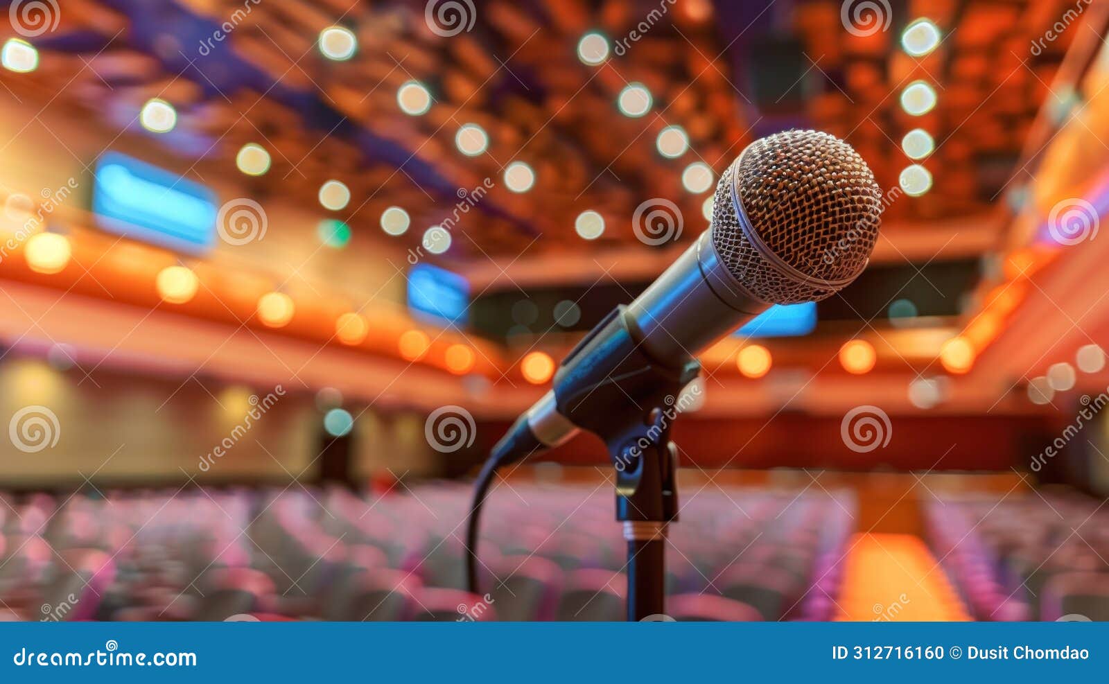 A Microphone is on a Stand in Front of a Large Audience Stock Photo ...