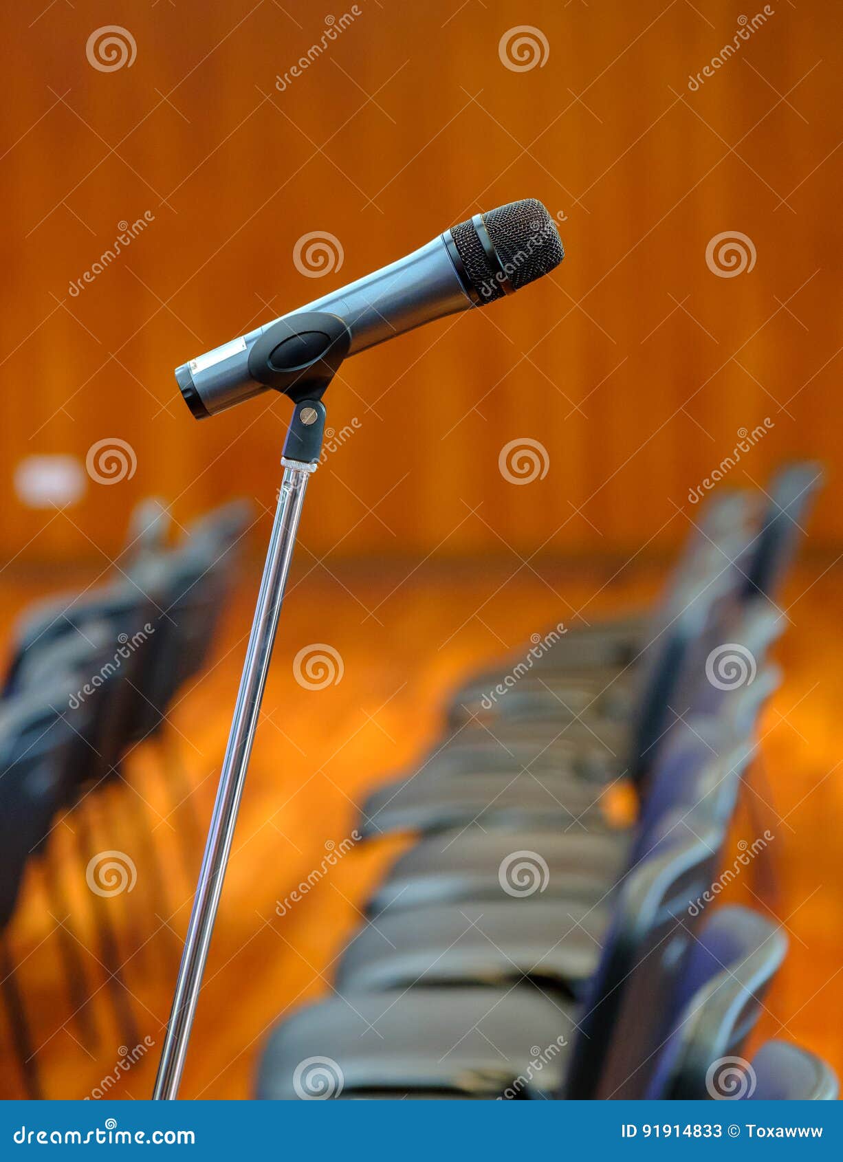 Microphone on the Stand at the Hall Stock Image - Image of speaker ...