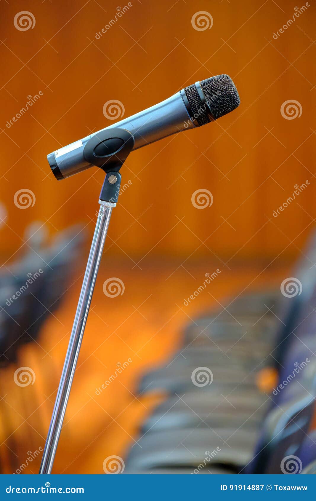 Microphone on the Stand at the Hall Stock Image - Image of microphone ...