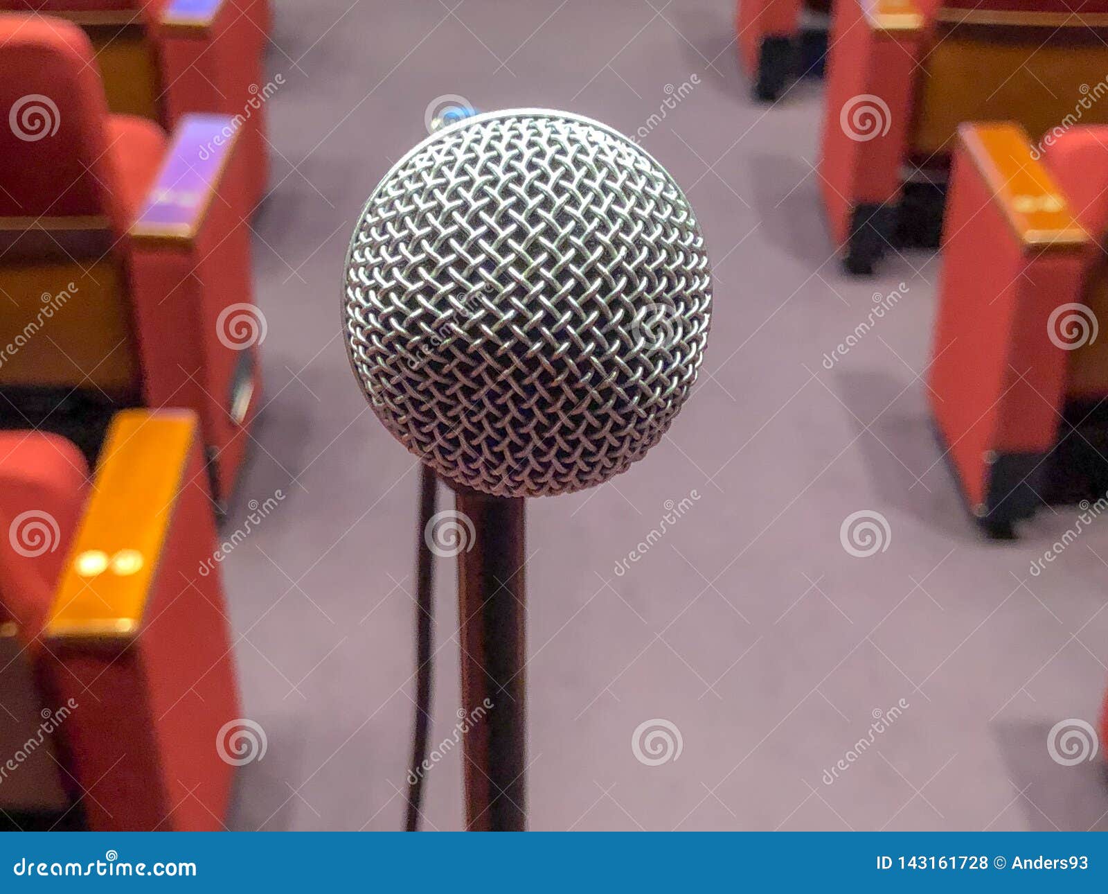 Microphone on a stand stock photo. Image of background - 143161728