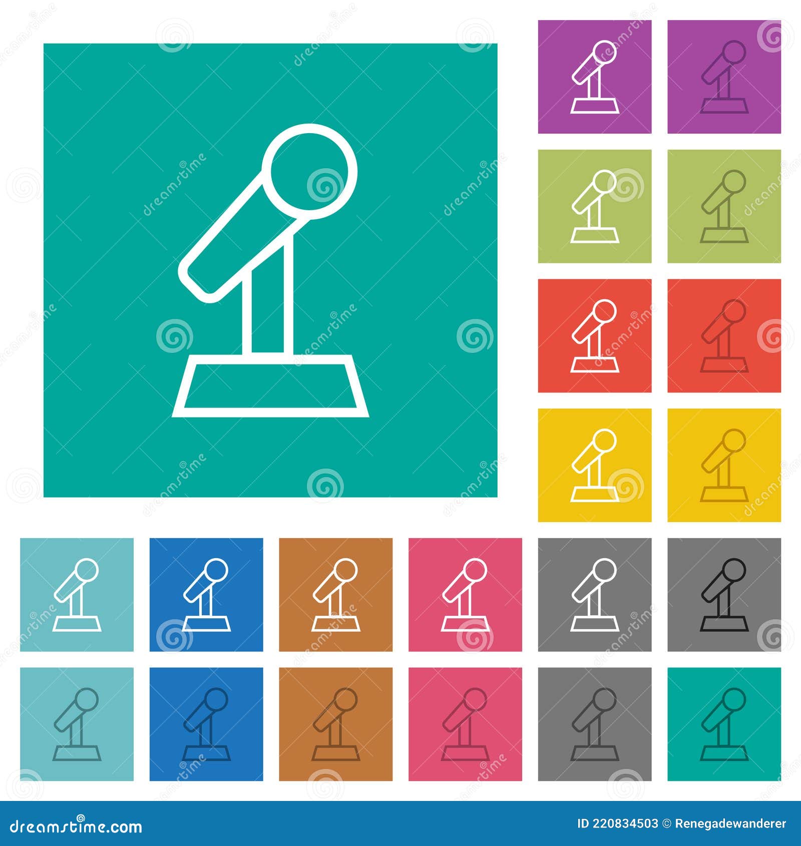 Microphone with Stand Outline Square Flat Multi Colored Icons Stock ...