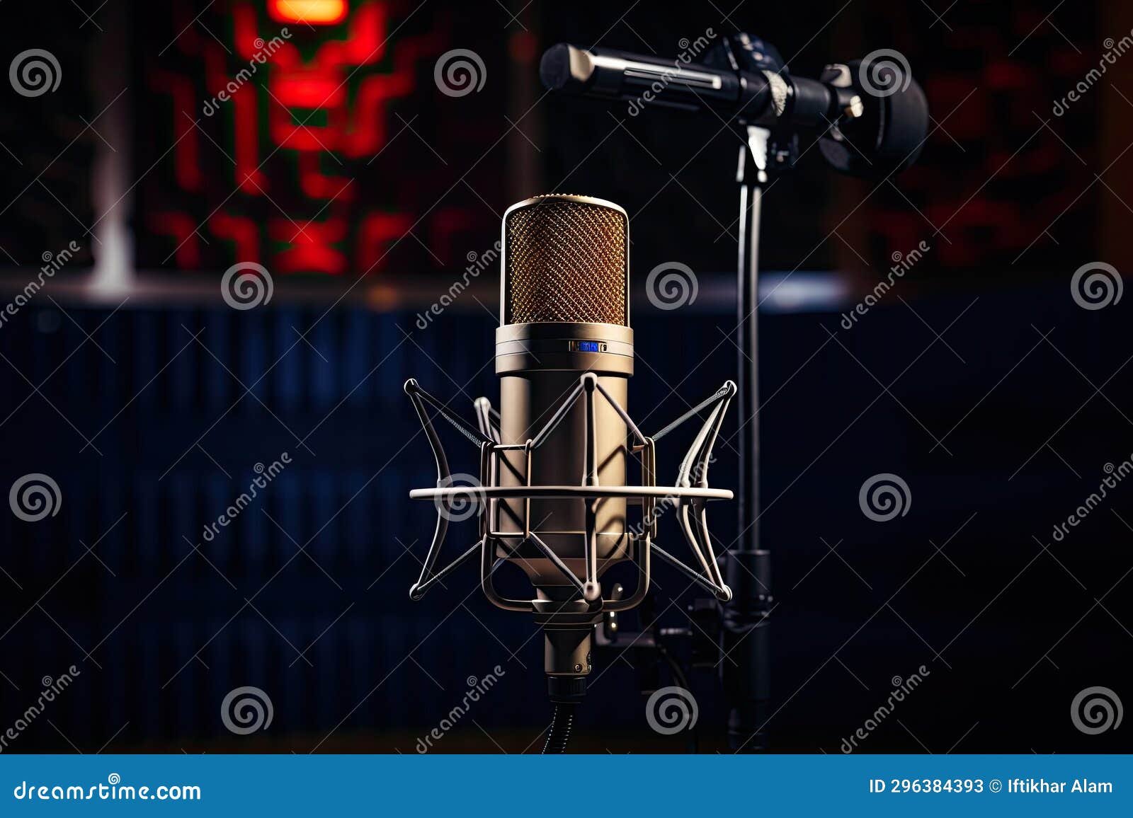 Microphone on Stand in Recording Studio, Close-up. Music Concept ...