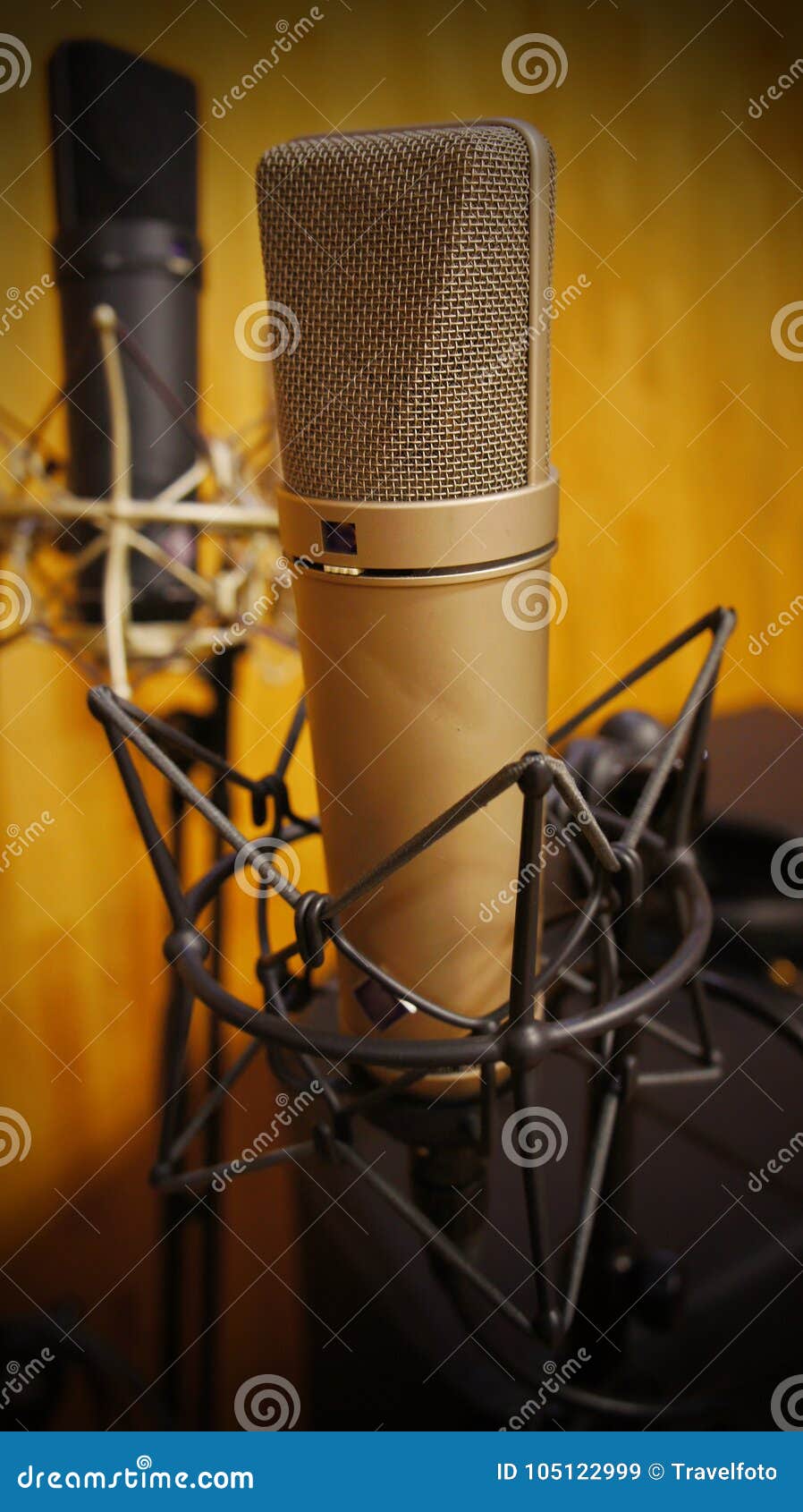 Microphone on the Stand in Recording Studio Stock Image - Image of ...