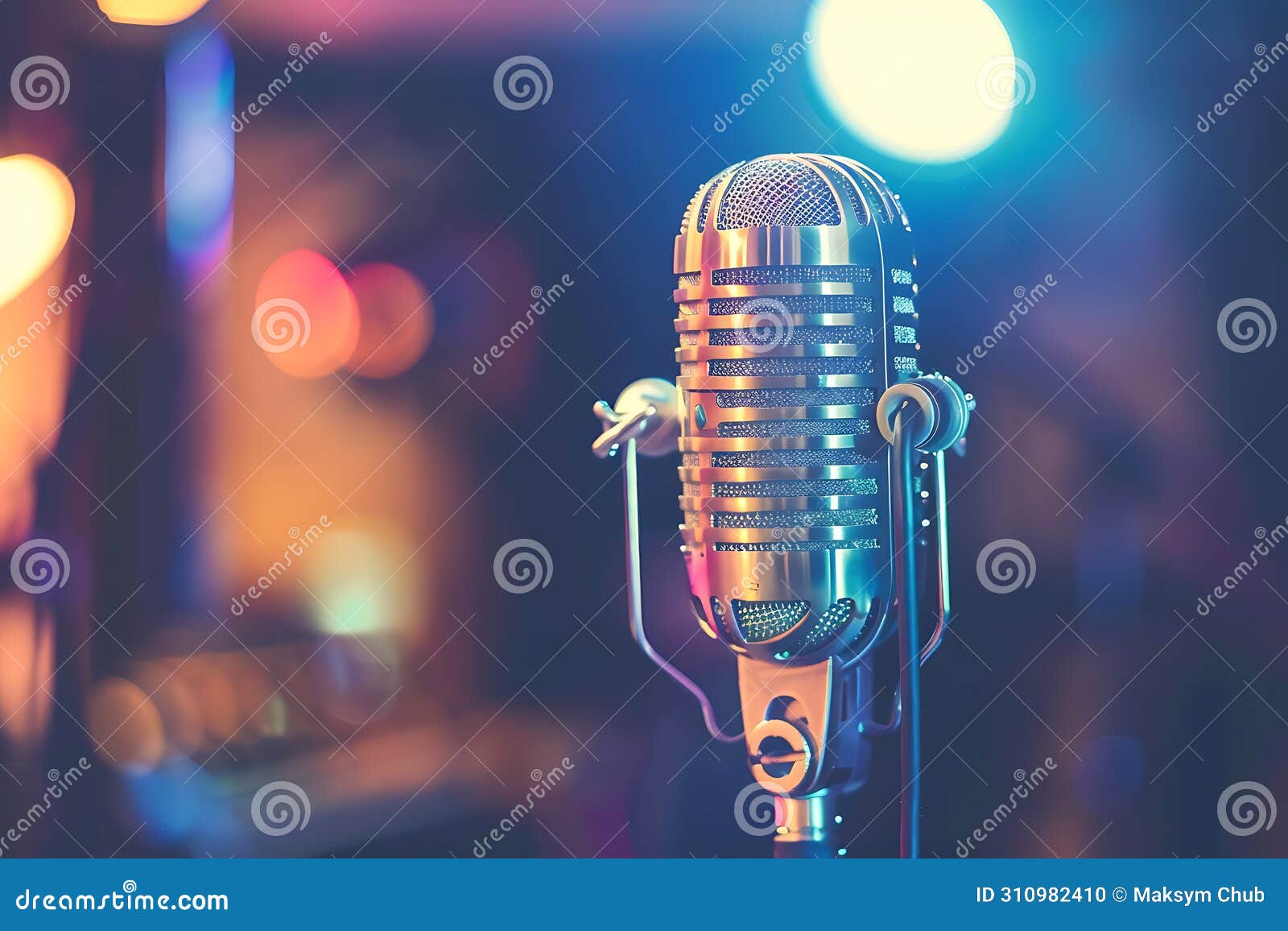 Microphone Stand on Stage stock photo. Image of speaker - 310982410