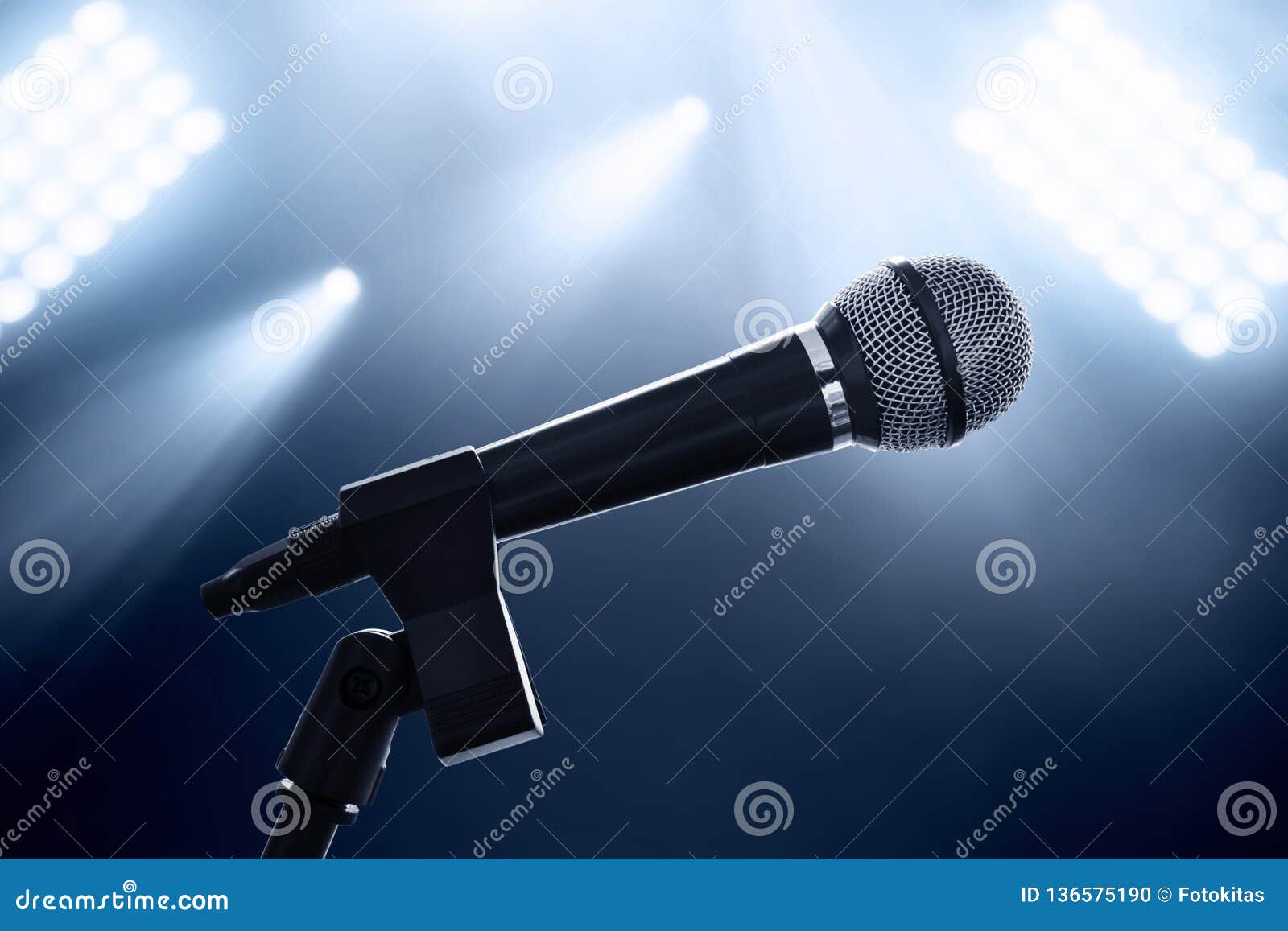 Microphone on Stand on the Stage Stock Photo - Image of modern, concert ...