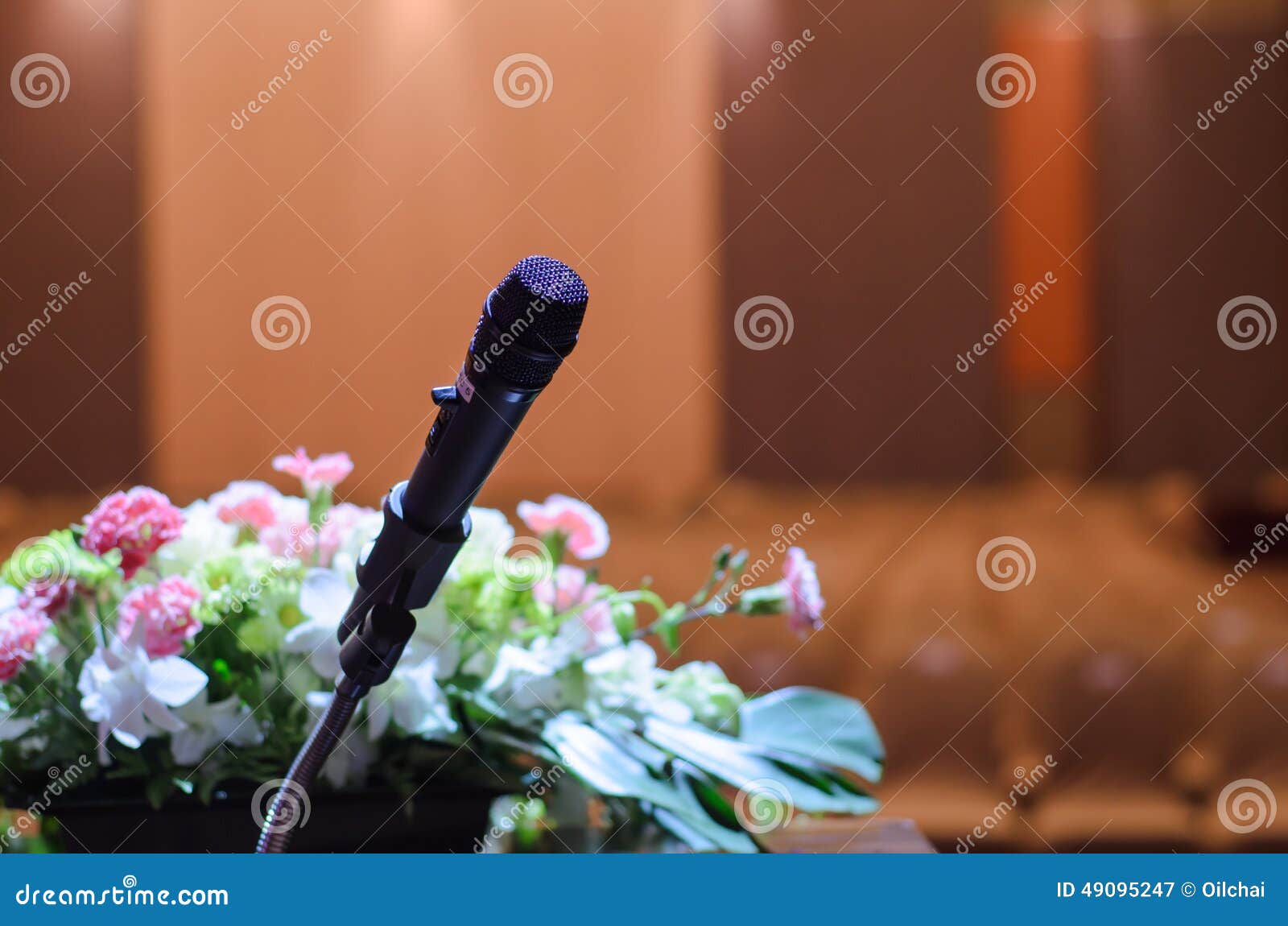Microphone Standing on a Table Stock Image - Image of business ...
